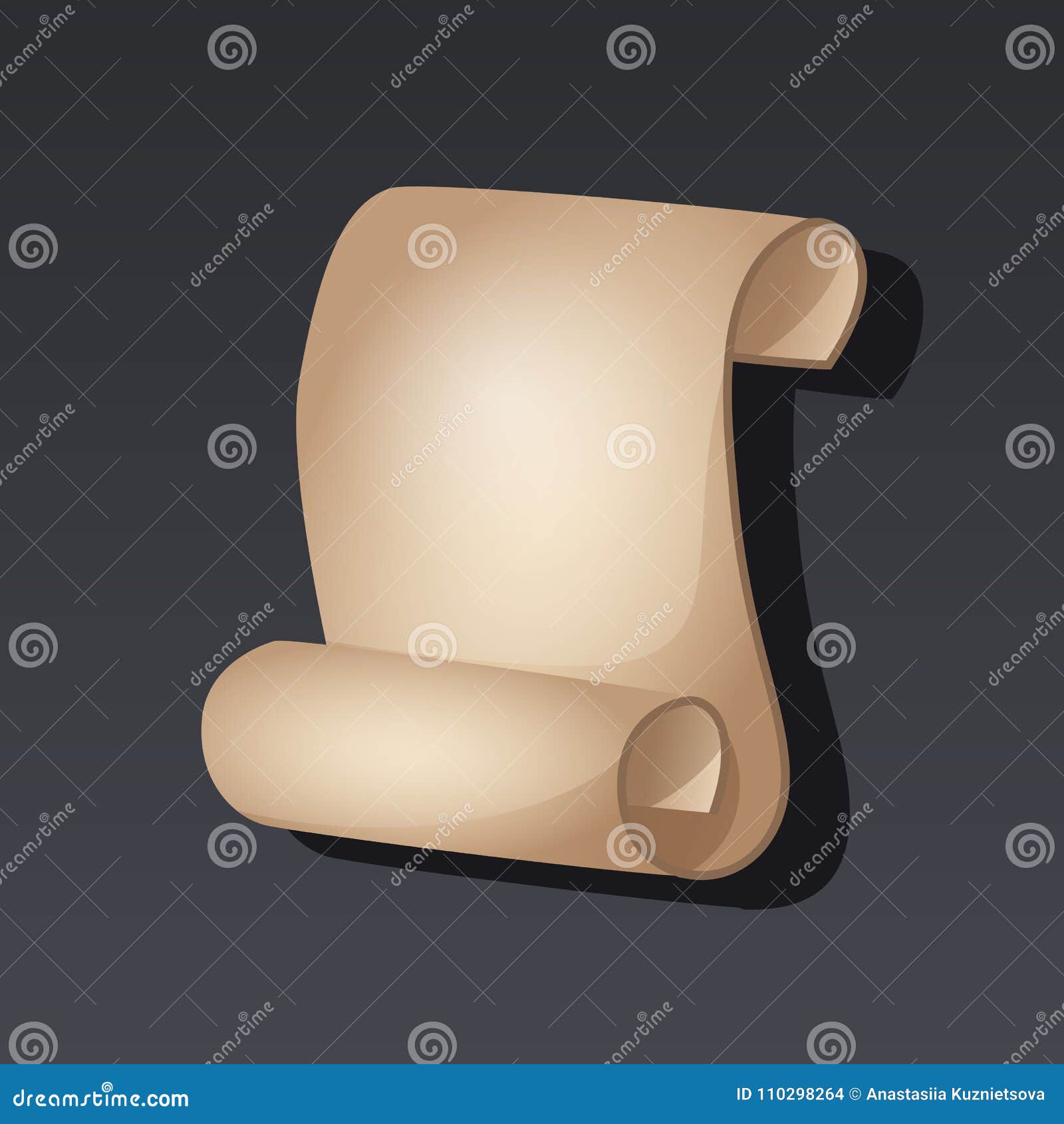 Game Icon of Magic Scroll in Cartoon Style. Bright Design for App User ...