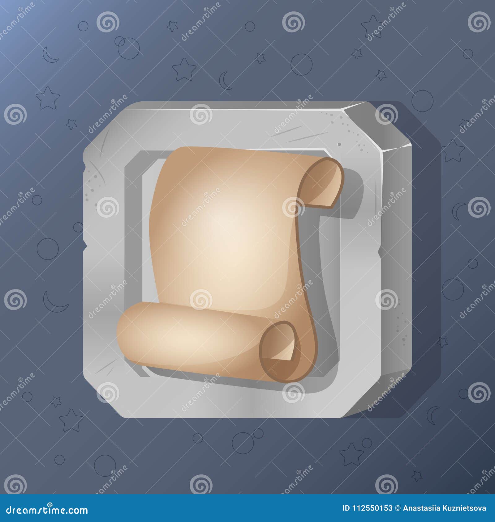 Game Icon of Magic Scroll in Cartoon Style. Bright Design for App User ...