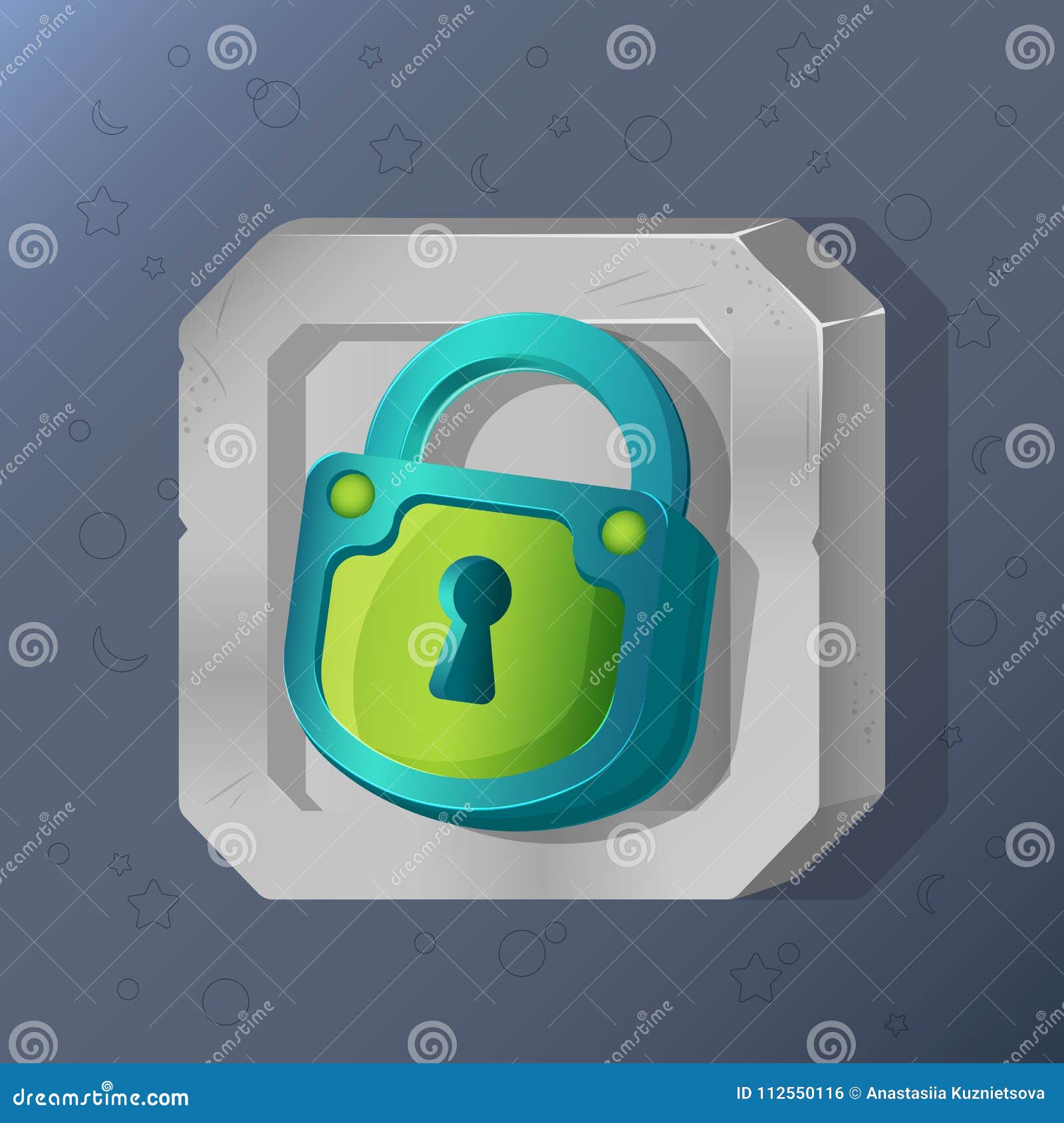 Game Icon of Padlock in Cartoon Style. Bright Design for App User ...