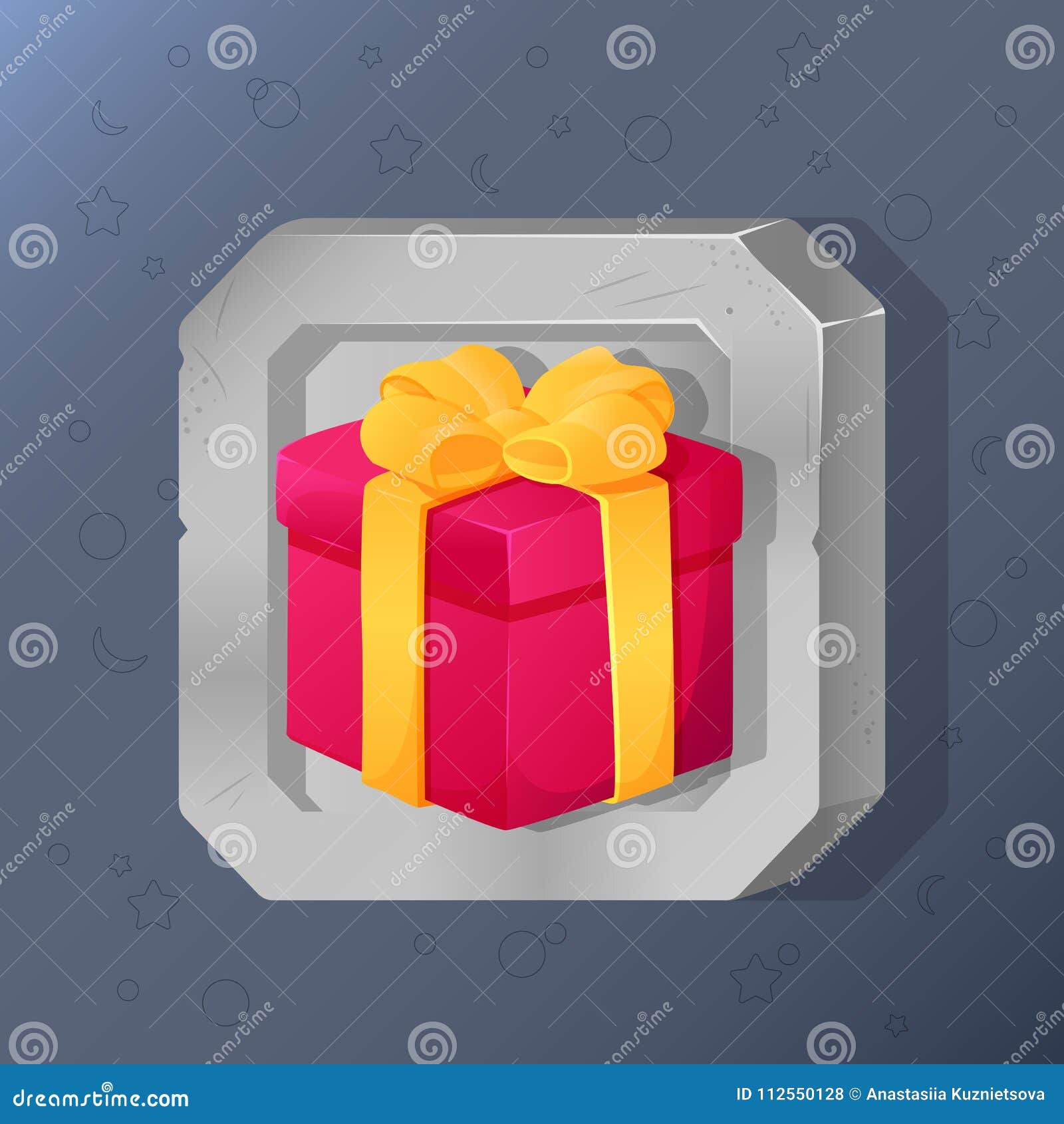 Game Icon of Present Box with Bow in Cartoon Style. Bright Design for ...