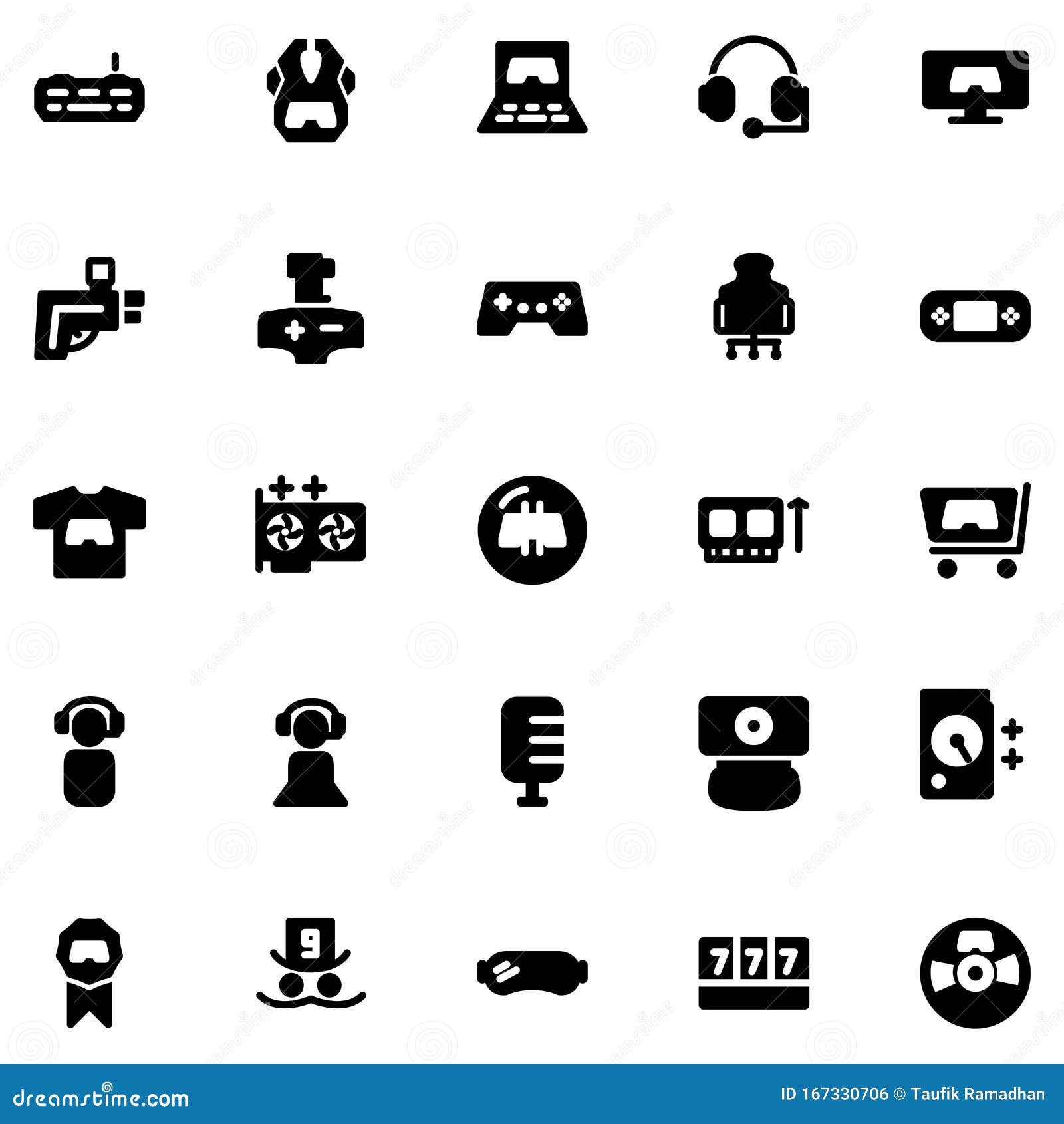 Game Icon Set Design Solid Style Logo and Presentation Template Stock ...