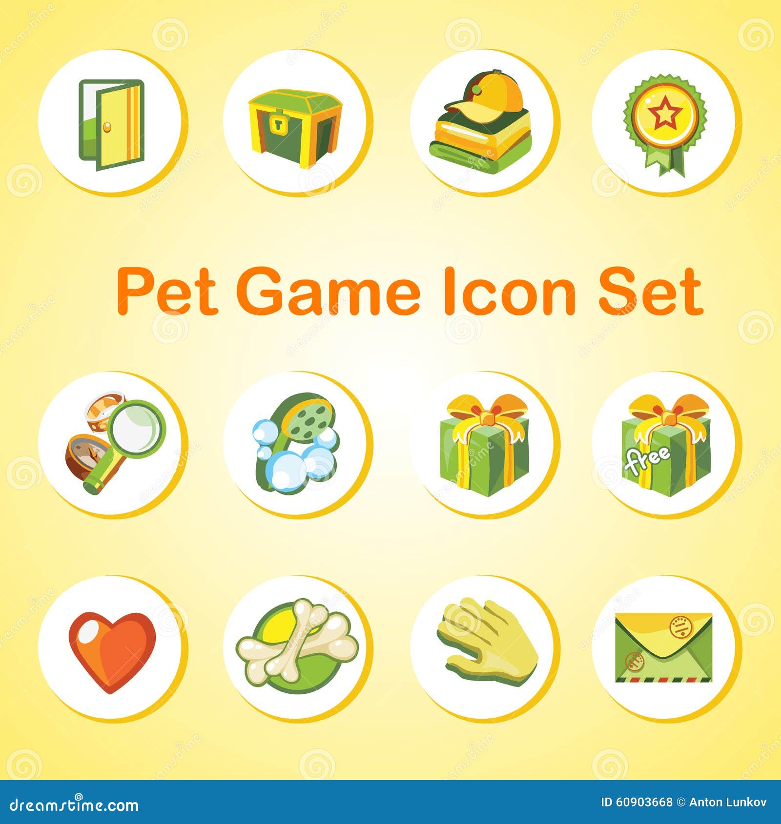 Game Icon Set with 12 Objects in the Same Style Stock Vector ...