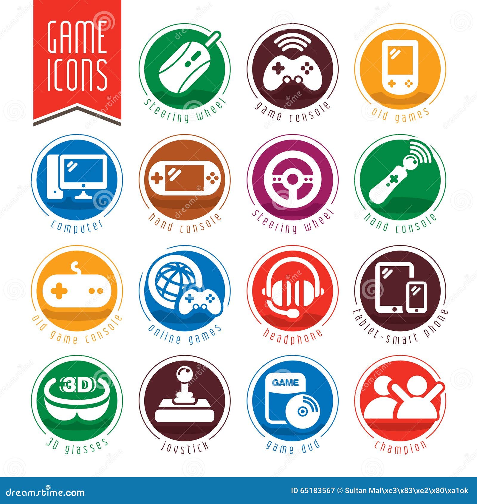 Game icon set. stock illustration. Illustration of monitor - 65183567