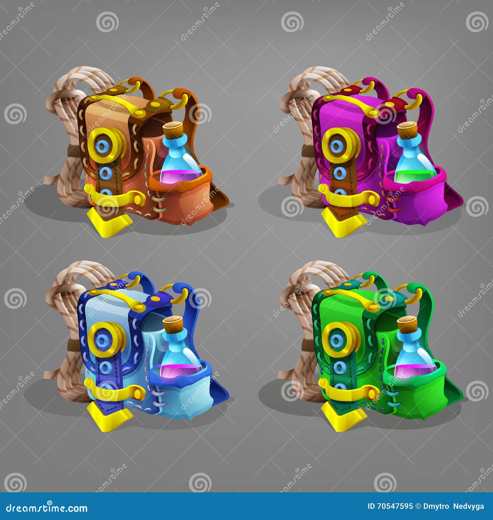 Game icons of bags. stock vector. Illustration of leather - 70547595