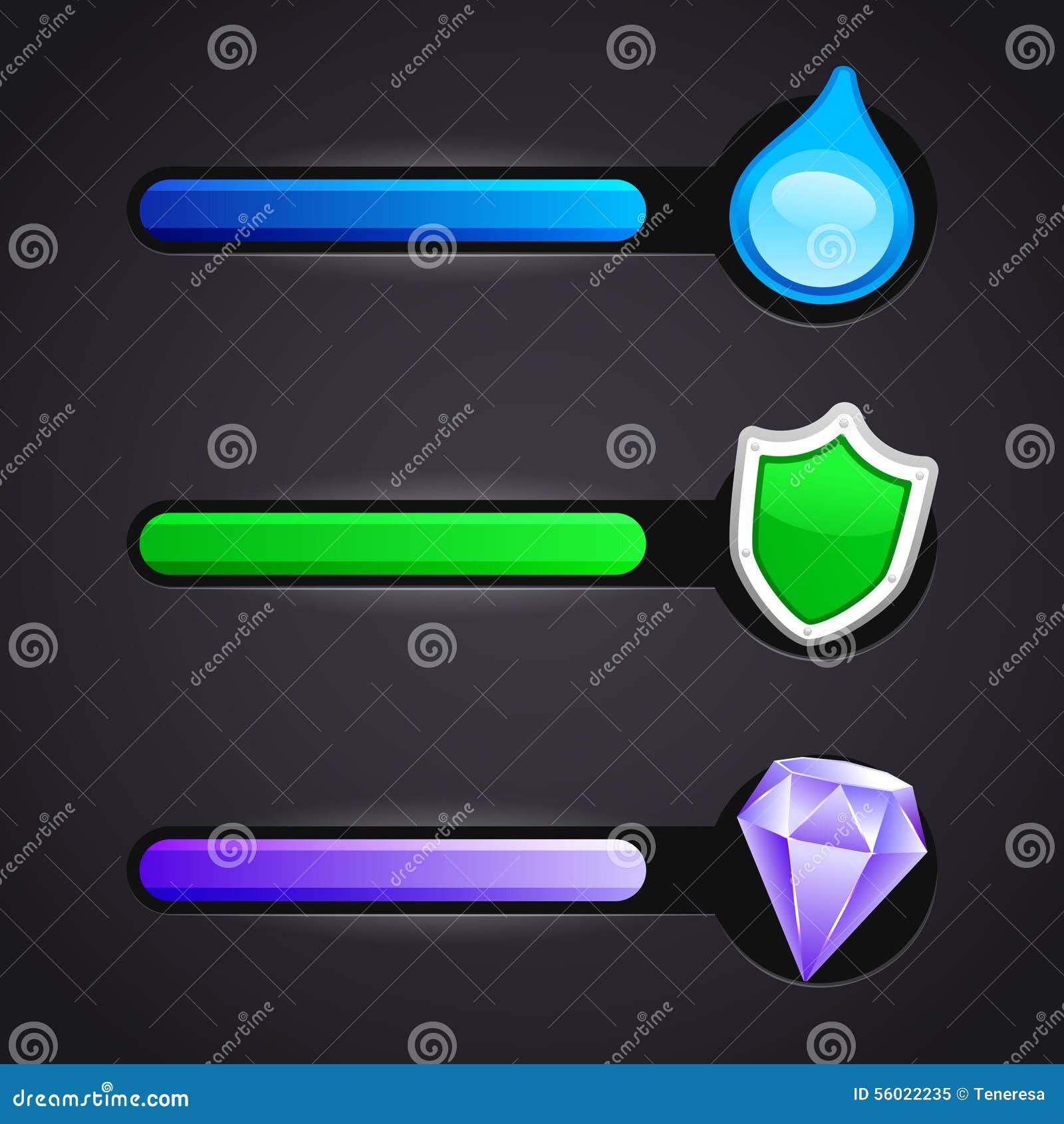 Game Icons and Resource Bar Vector Set Stock Vector - Illustration of ...