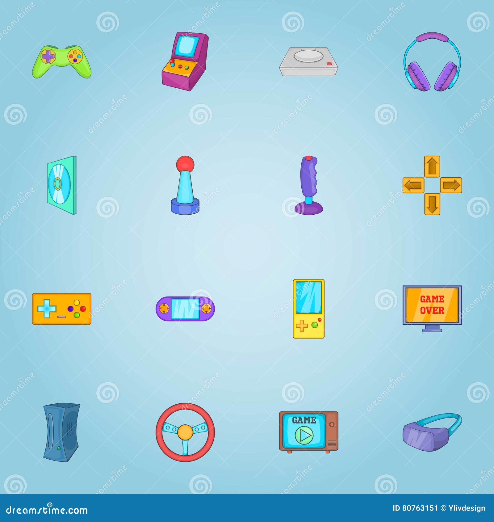 Game Icons Set, Cartoon Style Stock Vector - Illustration of glasses ...