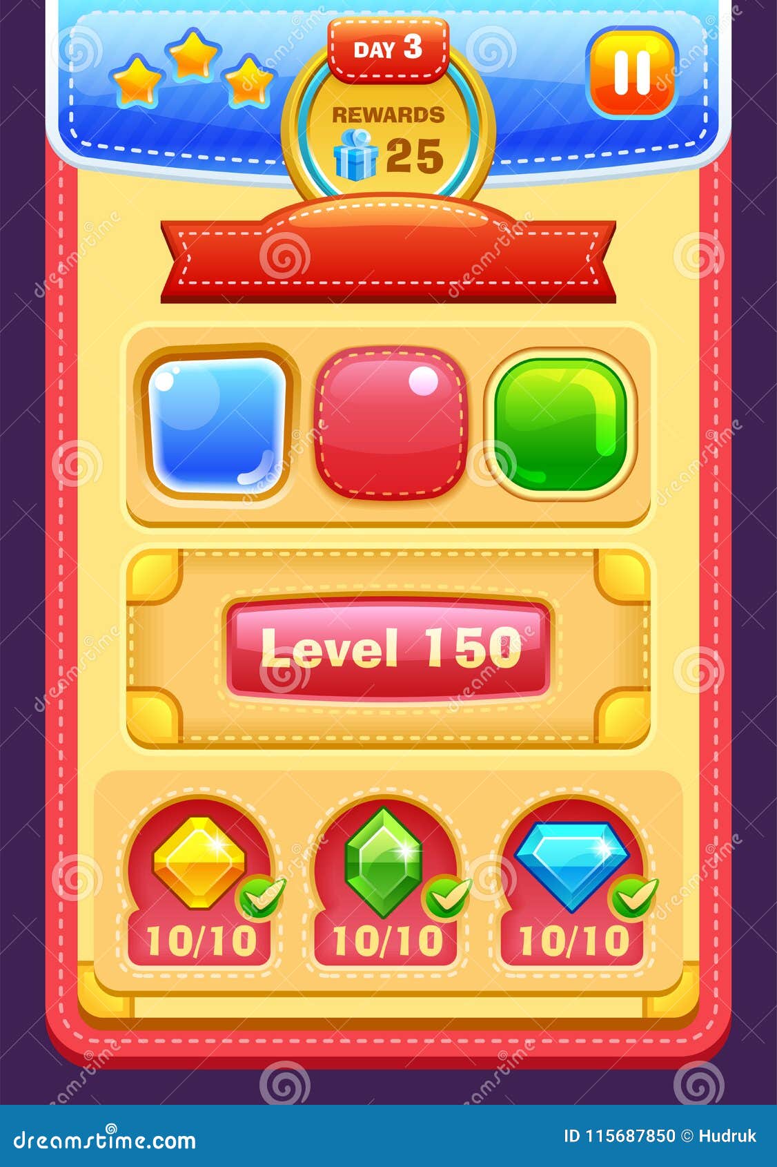 Game interface elements stock vector. Illustration of concept - 115687850