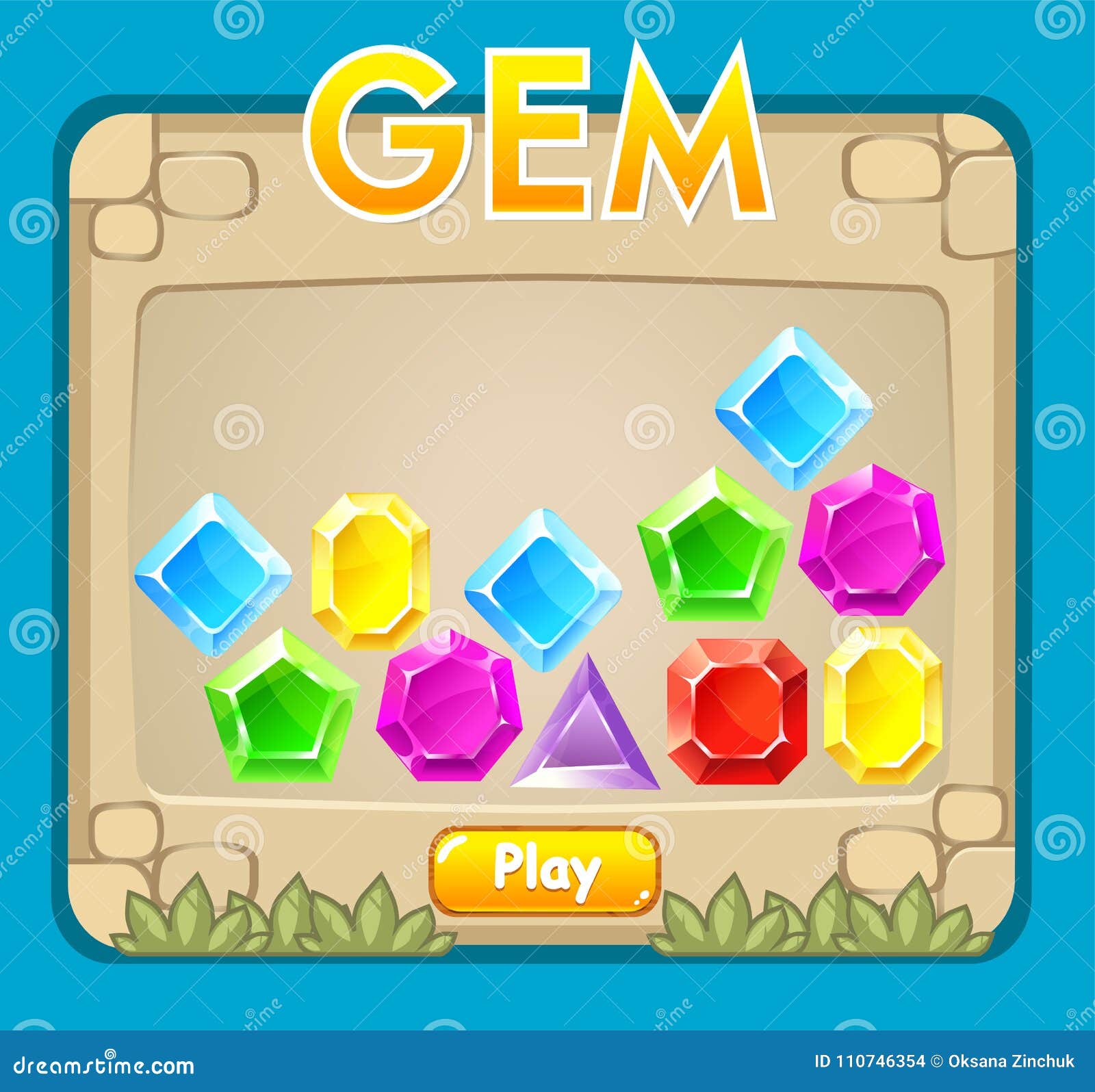 Game Interface. Gems Icon Collection Stock Vector - Illustration of ...