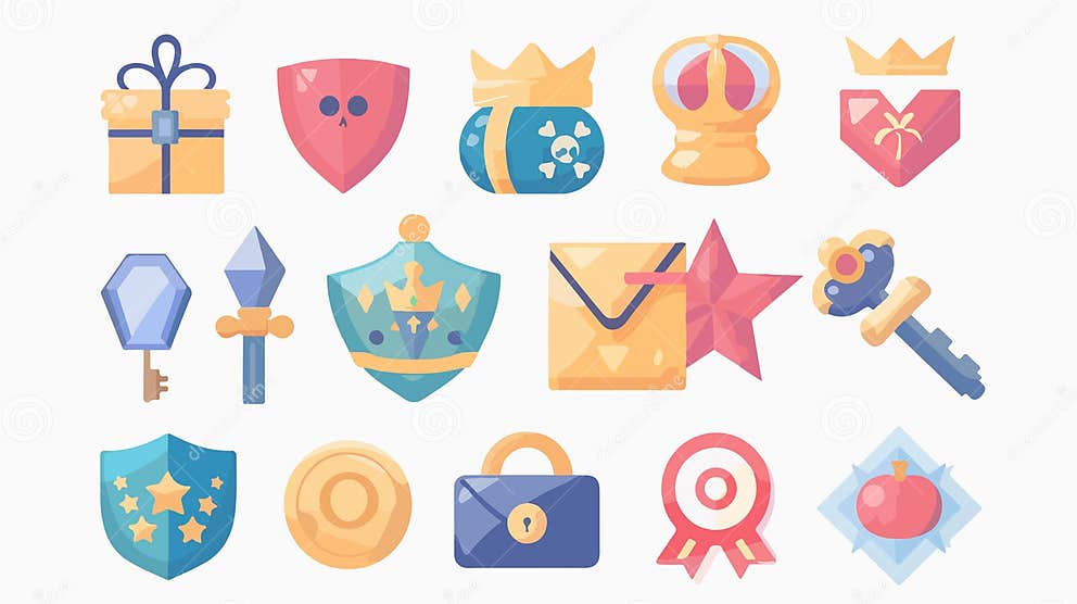 Professional Game Interface Icons Set for UI Design Elements Usage Stock Illustration ...