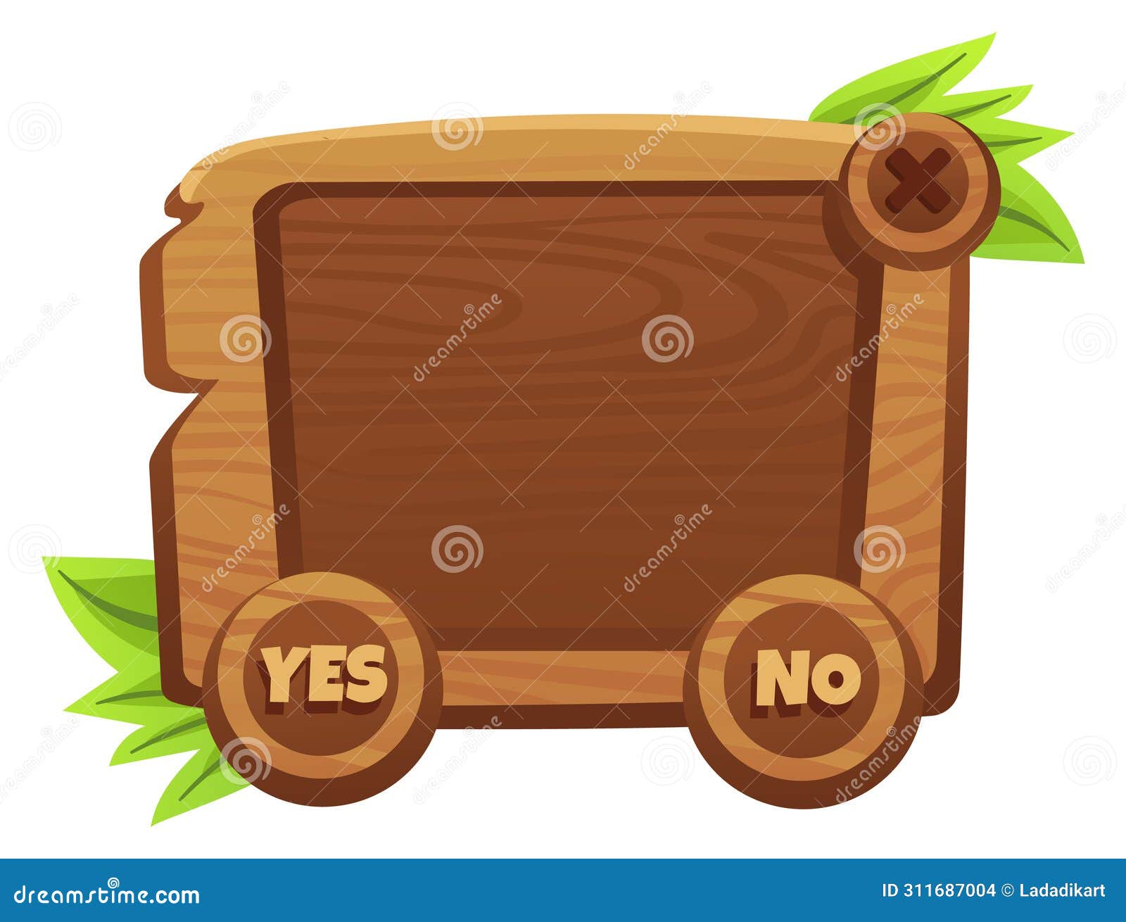 Game Interface Window. Wooden Popup Message Template Stock Vector ...