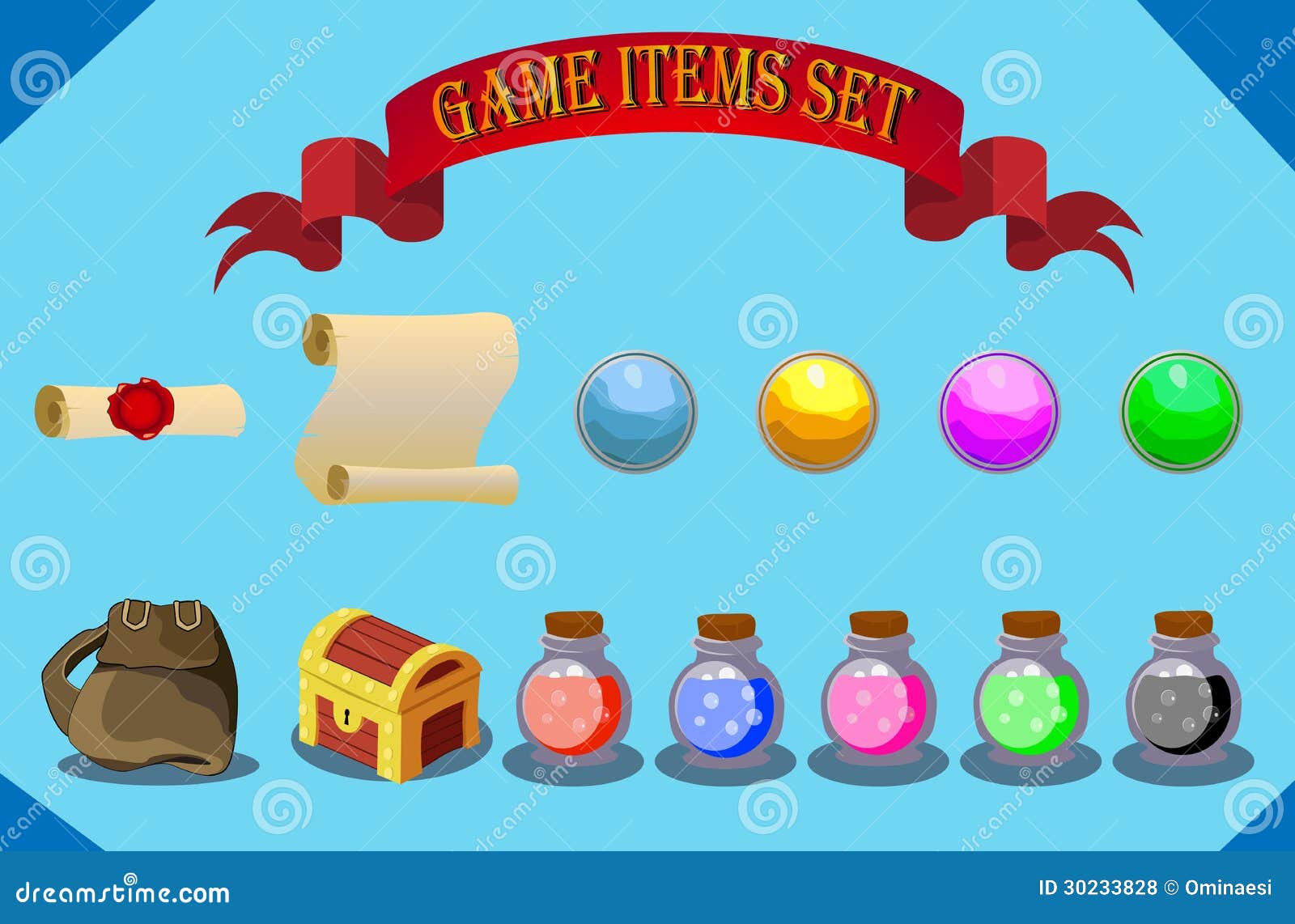 Game items set stock vector. Illustration of green, leisure - 30233828