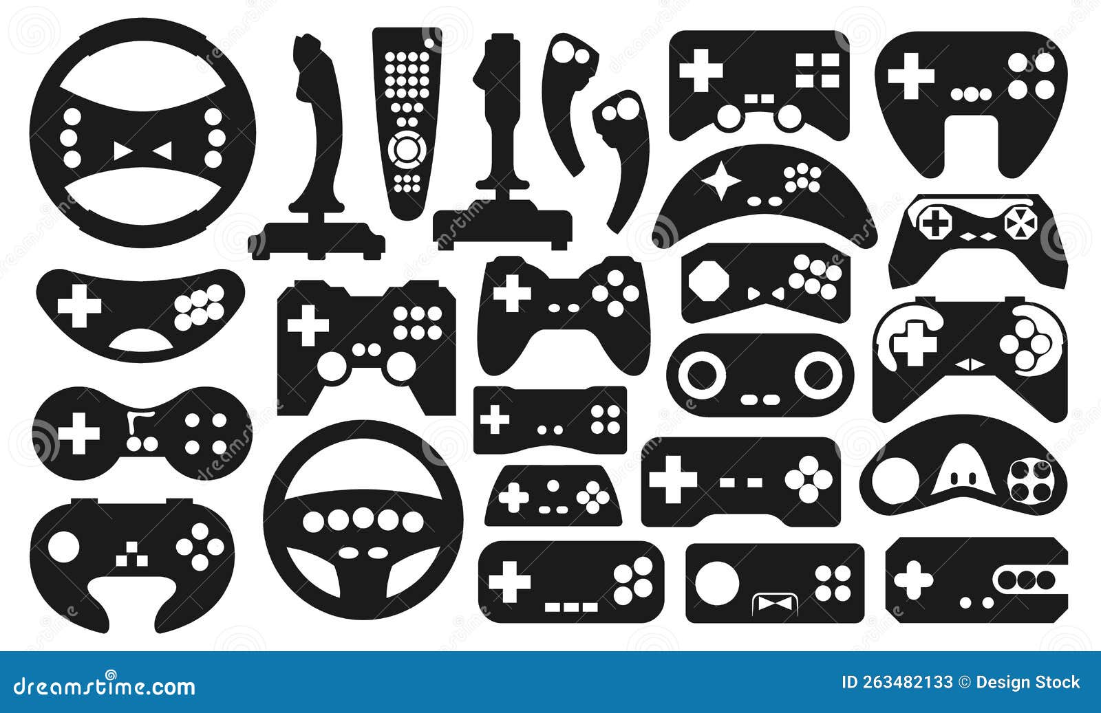 Game Joystick Collection on Isolated Vector Silhouettes Stock ...