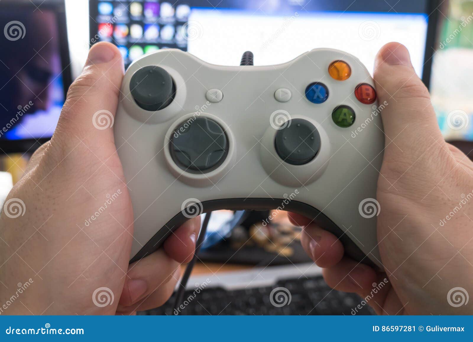Game Joystick in Player`s Hands Stock Image - Image of joypad, leisure ...