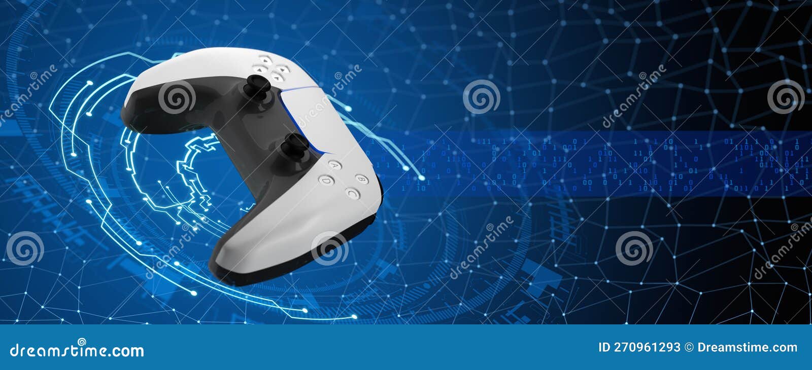 Game Joystick on a Technological Background. Blockchain Game Concept ...