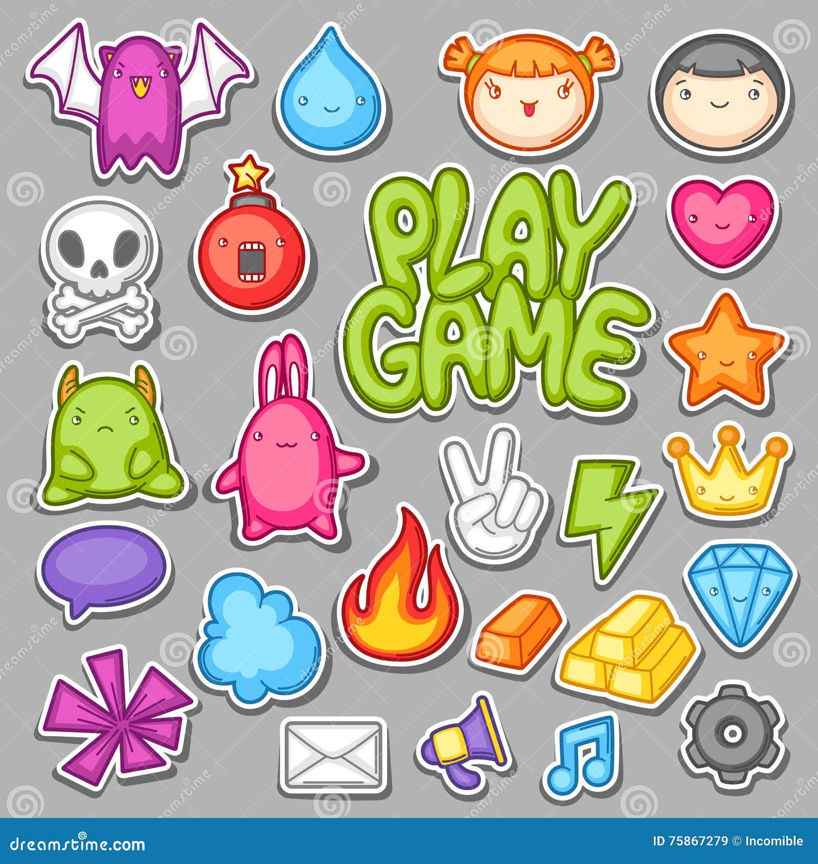 Game Kawaii Collection. Cute Gaming Design Elements, Objects and ...