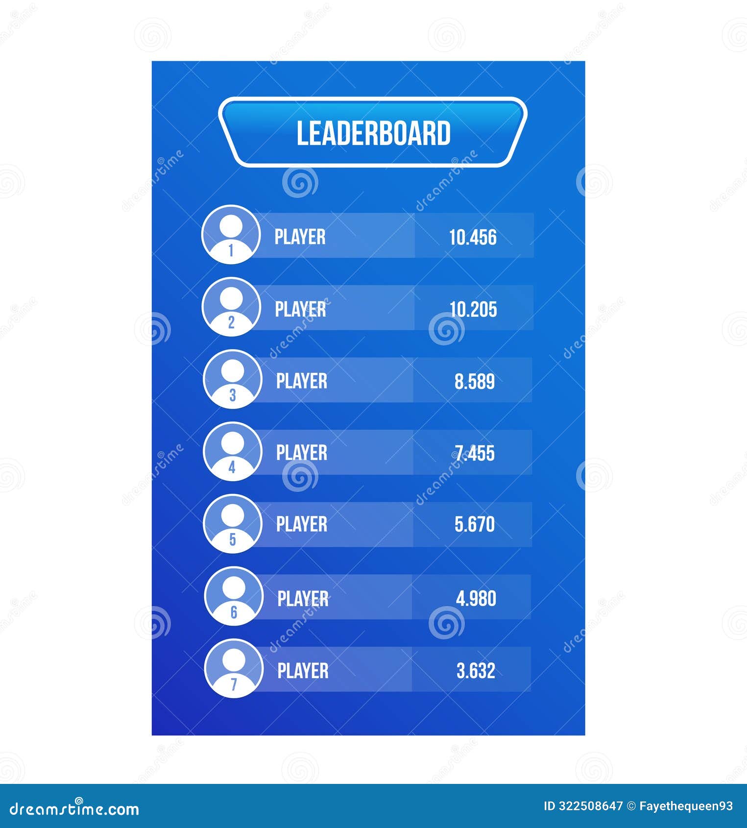 Game Leaderboard Template Isolated on White Background. Stock Vector ...