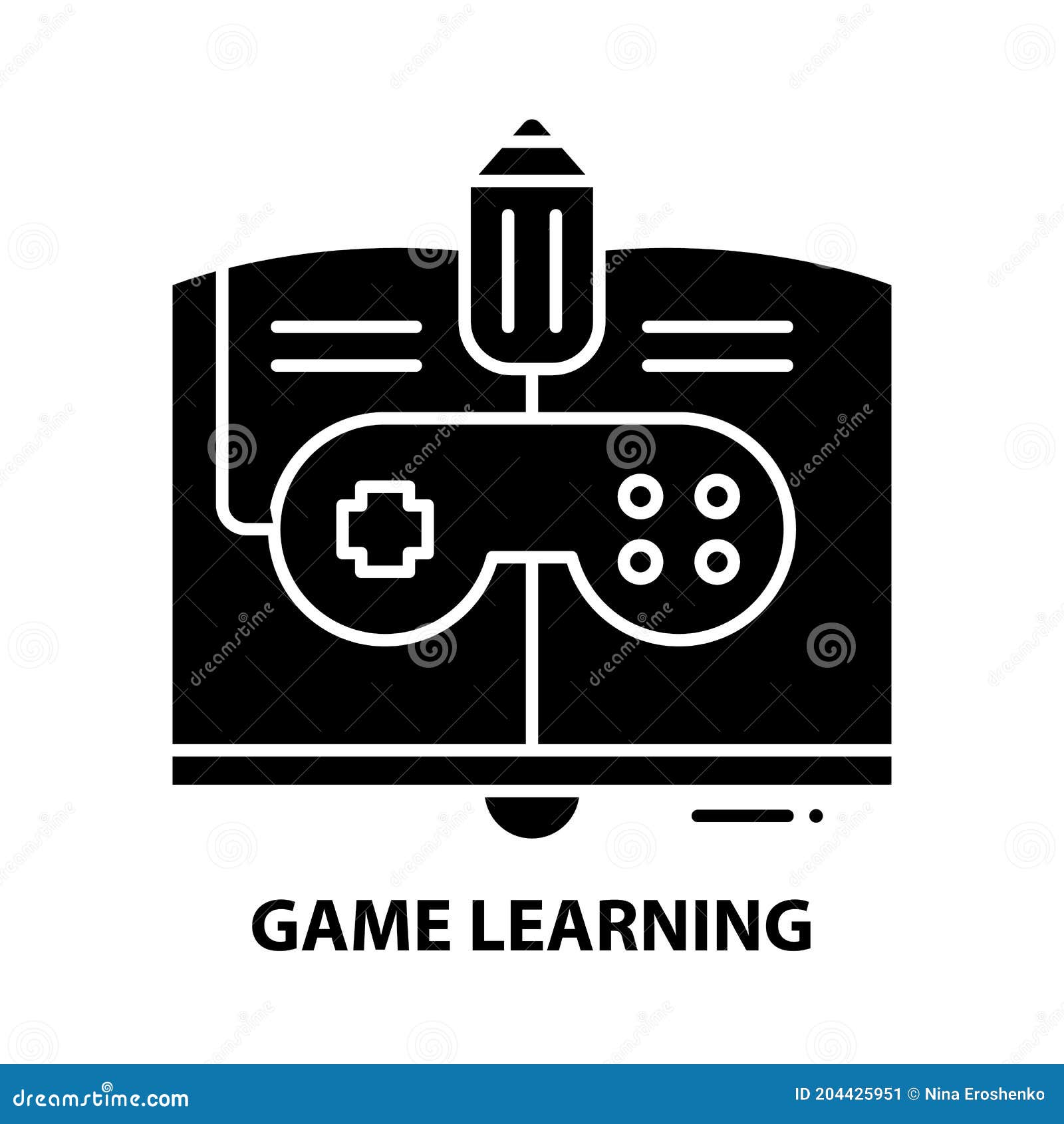 Game Learning Icon, Black Vector Sign with Editable Strokes, Concept ...