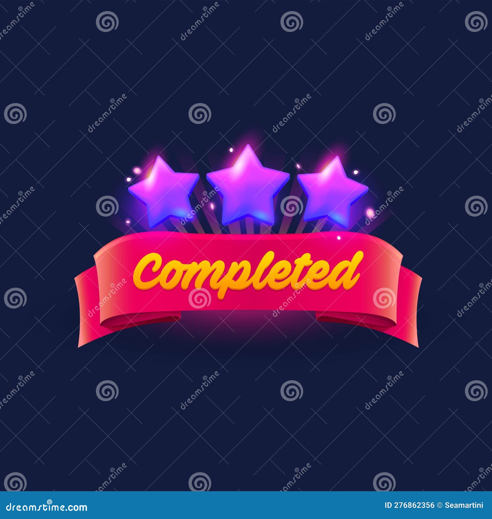 Game Level Completed Badge or Icon, Popup Element Stock Vector ...