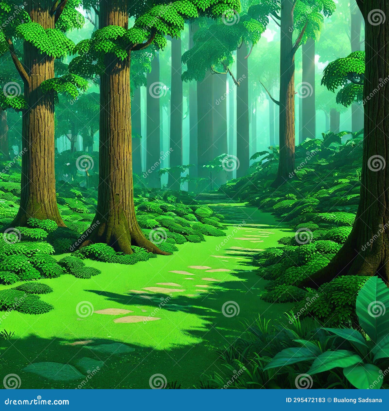 Game Level Design Forest Created Stock Illustration - Illustration of ...