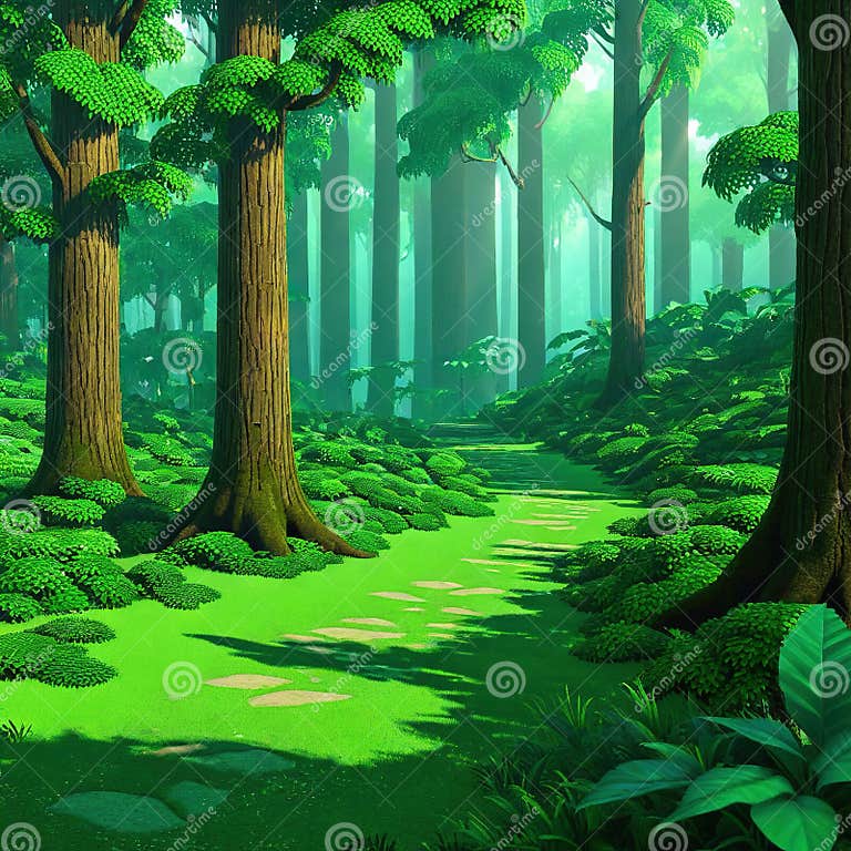 Game Level Design Forest Created Stock Illustration - Illustration of ...