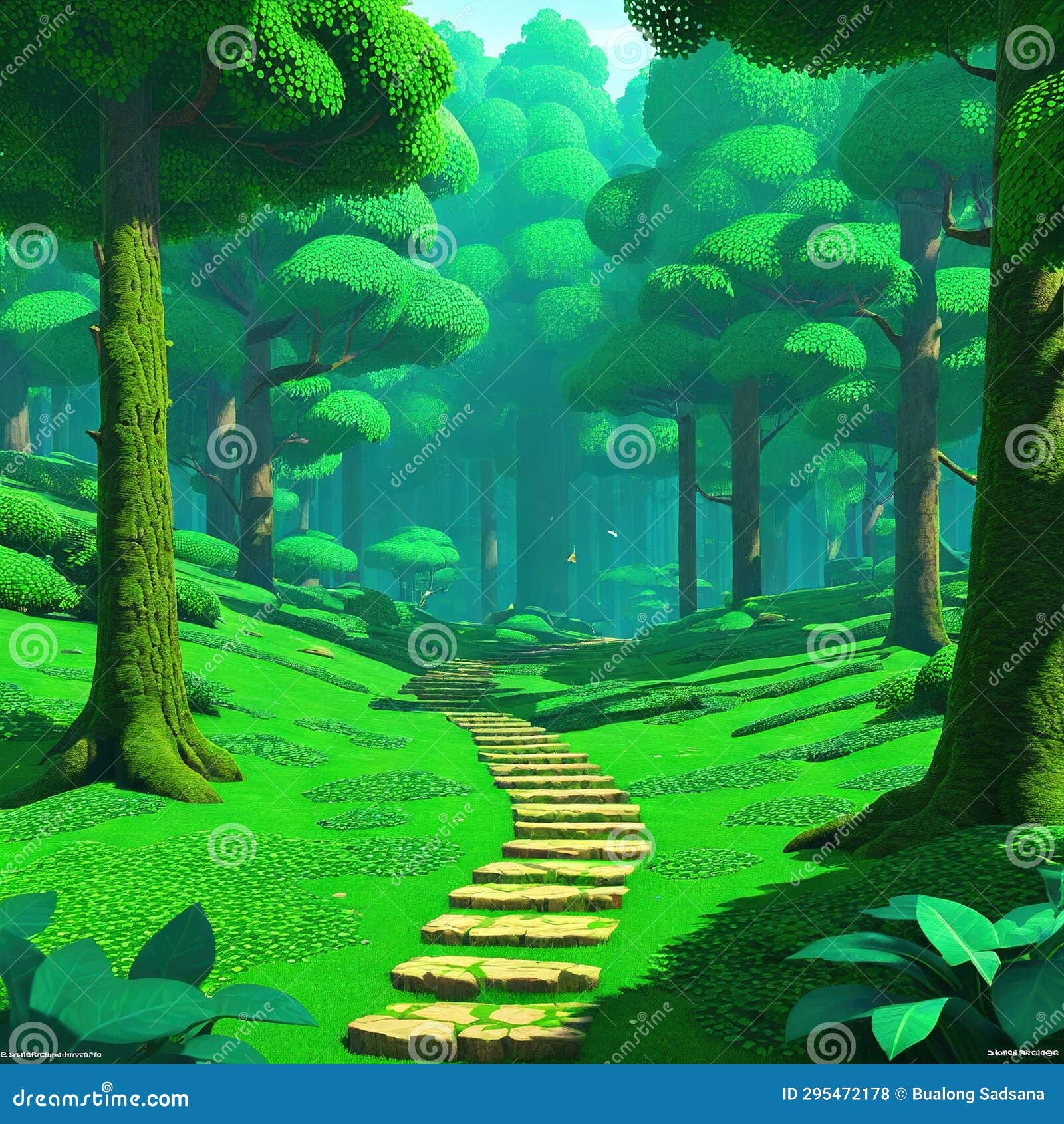 Game Level Design Forest Created Stock Illustration - Illustration of ...