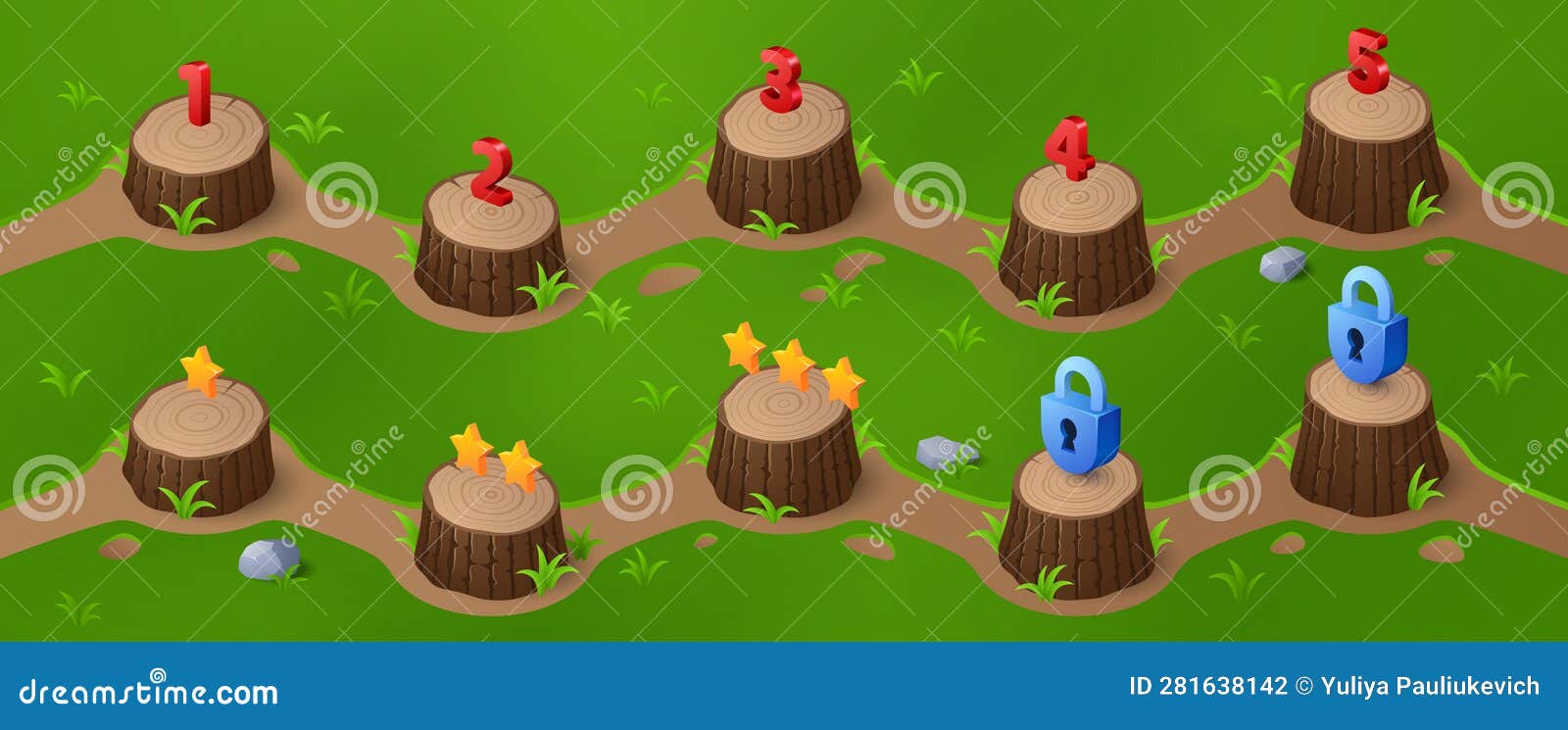 Game Level Indicator To Select On Map Ui Interface Vector Illustration ... Game Level Indicator To Select On Map Ui Interface Vector Illustration ...