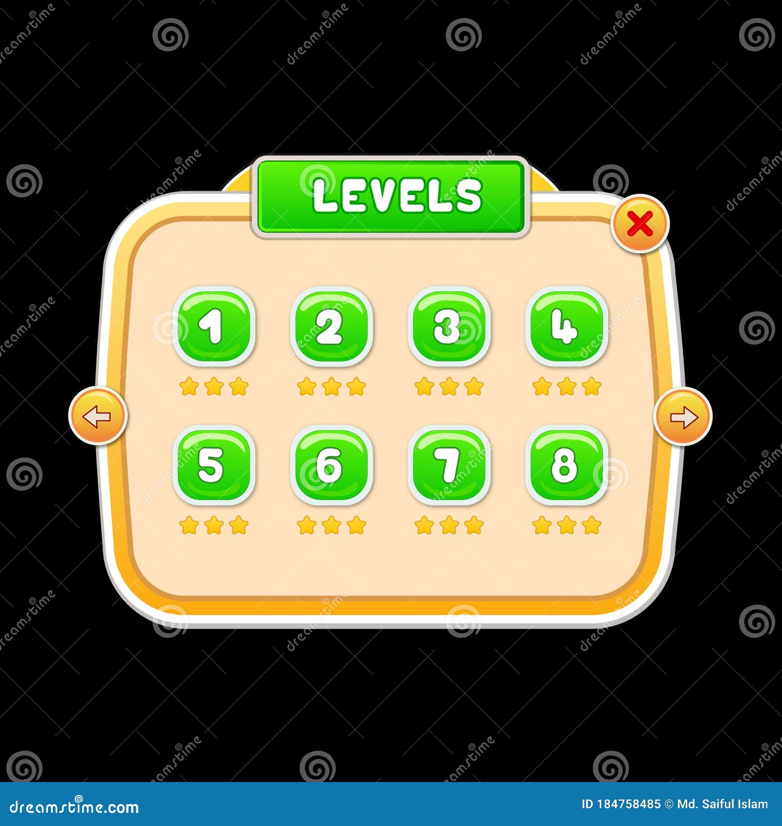 Game Levels Ui Kits Vector Design Stock Vector - Illustration of fully ...