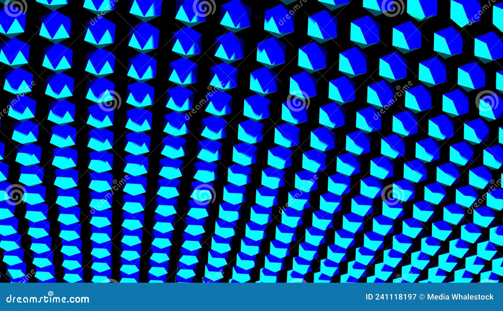 Game of Light and Shadow on the Rows of 3D Figures of Blue Color ...