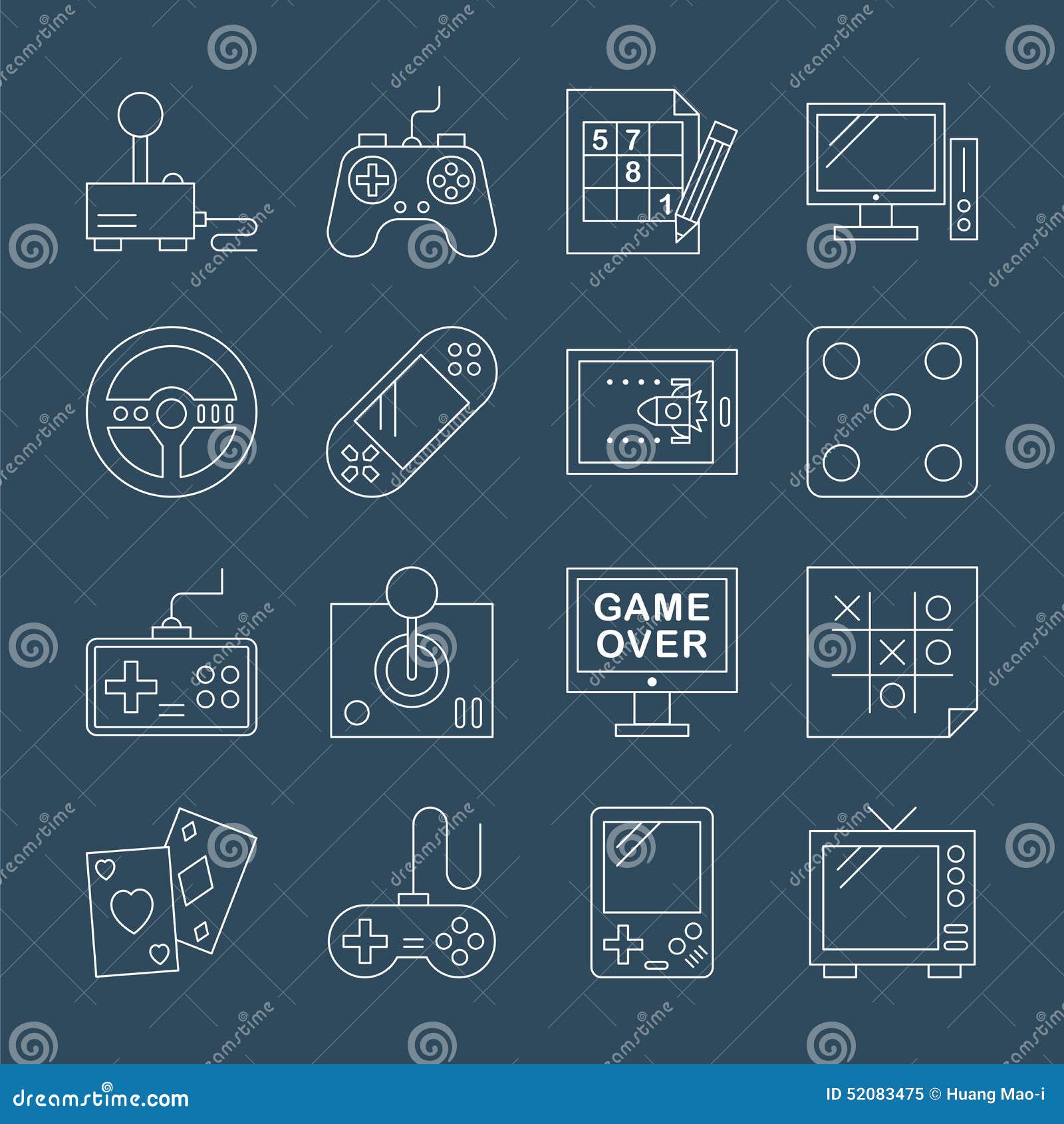 Game line icon set stock vector. Illustration of icon - 52083475