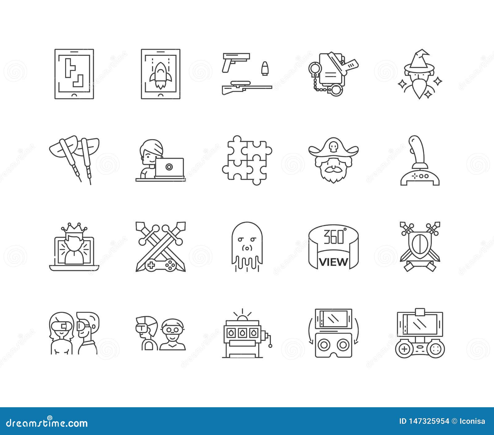 Game Line Icons, Linear Signs, Vector Set, Outline Concept Illustration ...