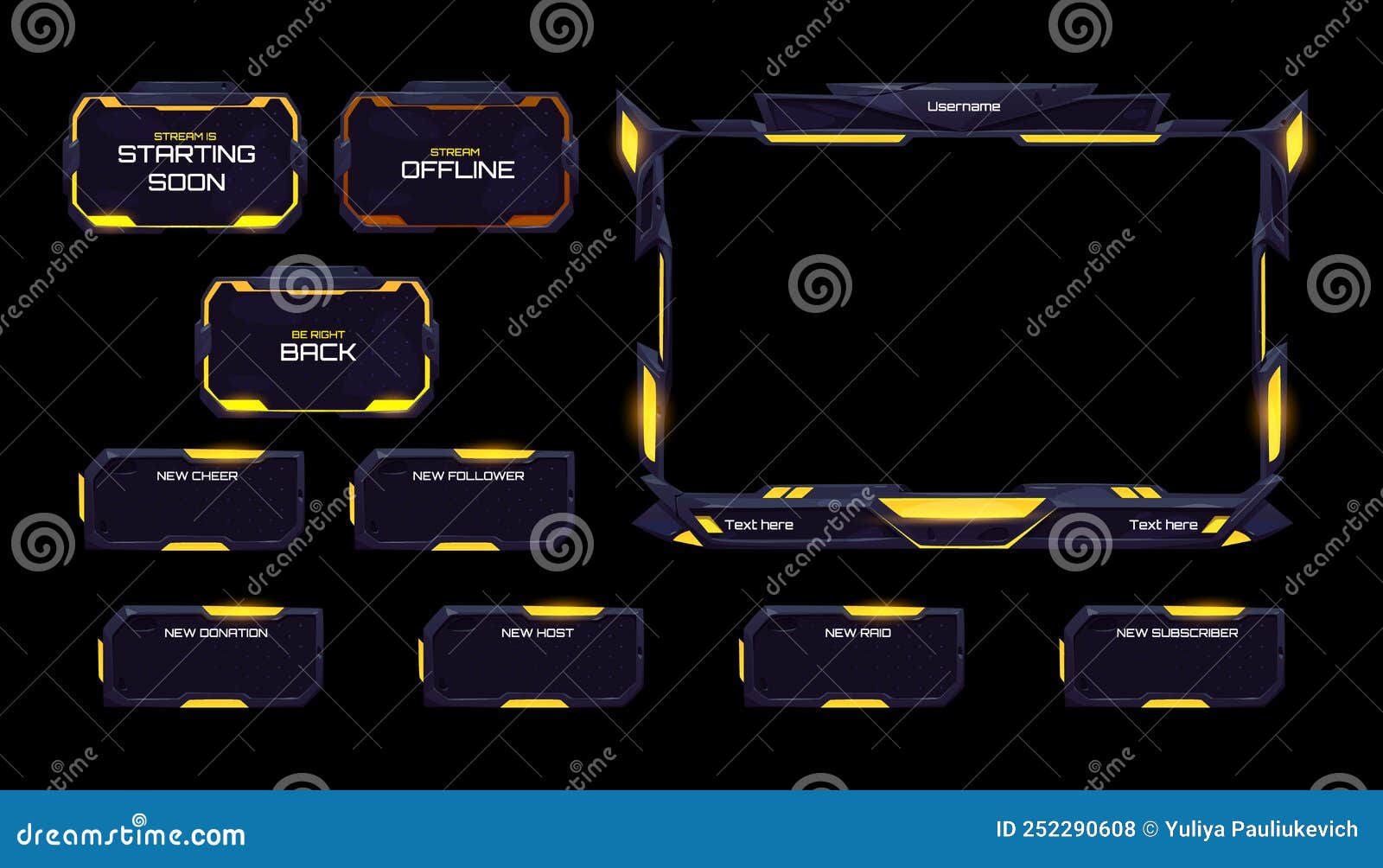 Game Live Stream Interface Elements Stock Illustration - Illustration ...