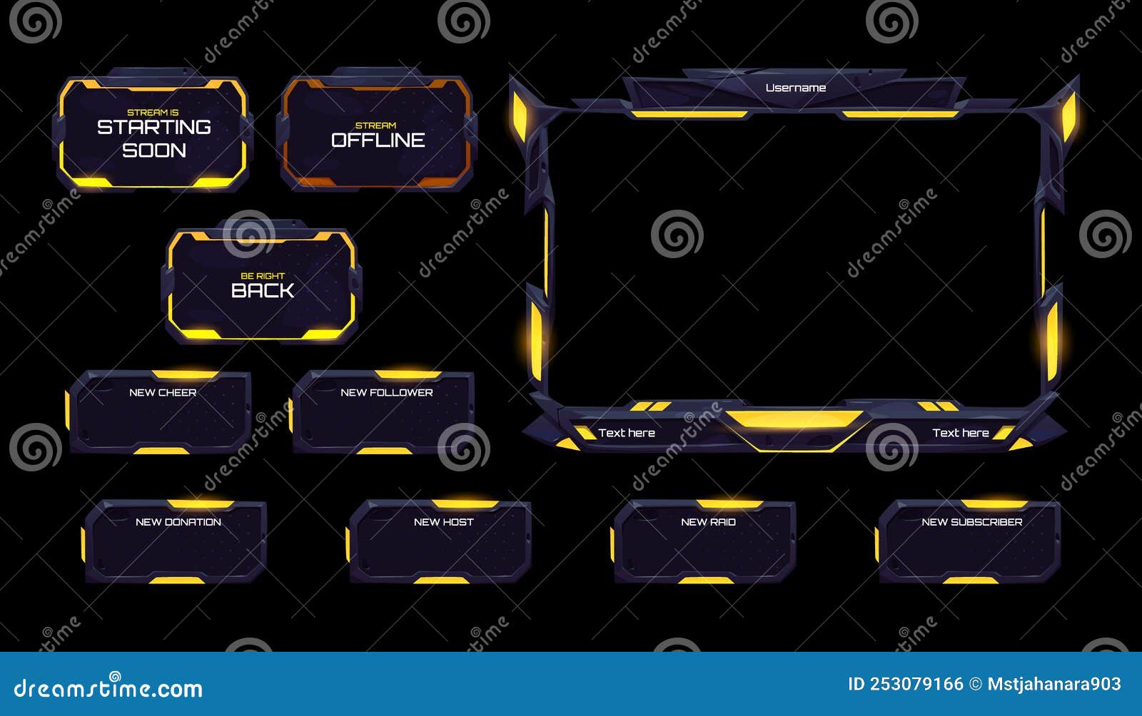 Game Live Stream Interface Elements Stock Vector - Illustration of ...