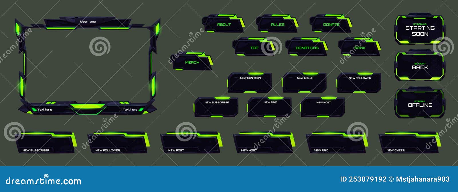 Game Live Video Stream Interface Elements Stock Vector - Illustration ...