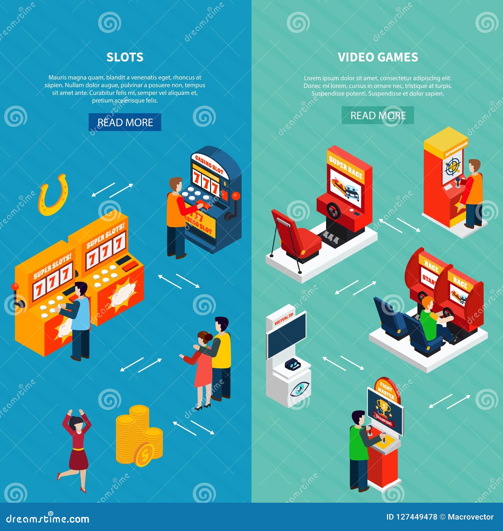 Game Machine Banners Set stock vector. Illustration of collection ...