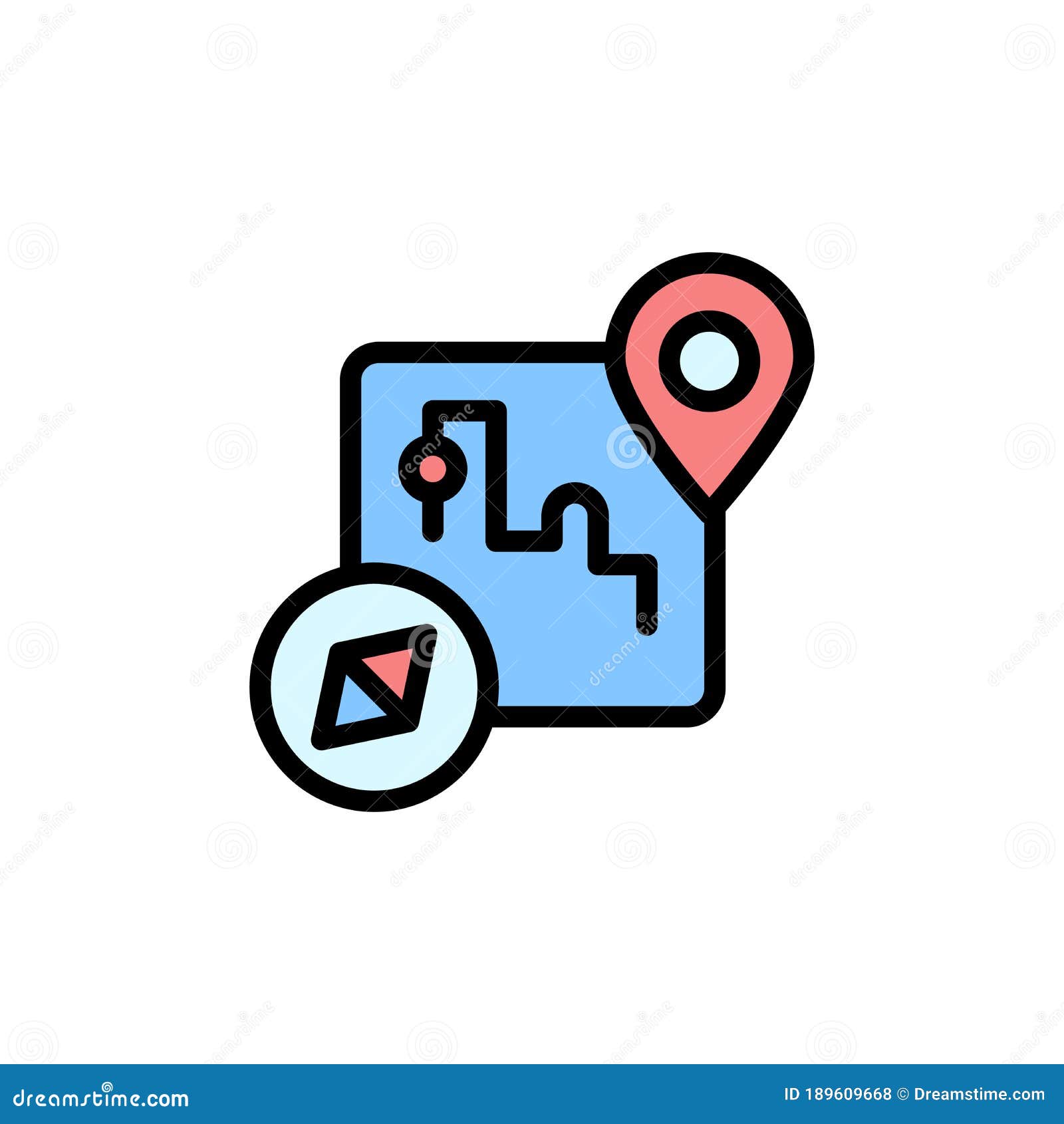 Game Map Icon. Simple Color with Outline Vector Elements of Video Game ...