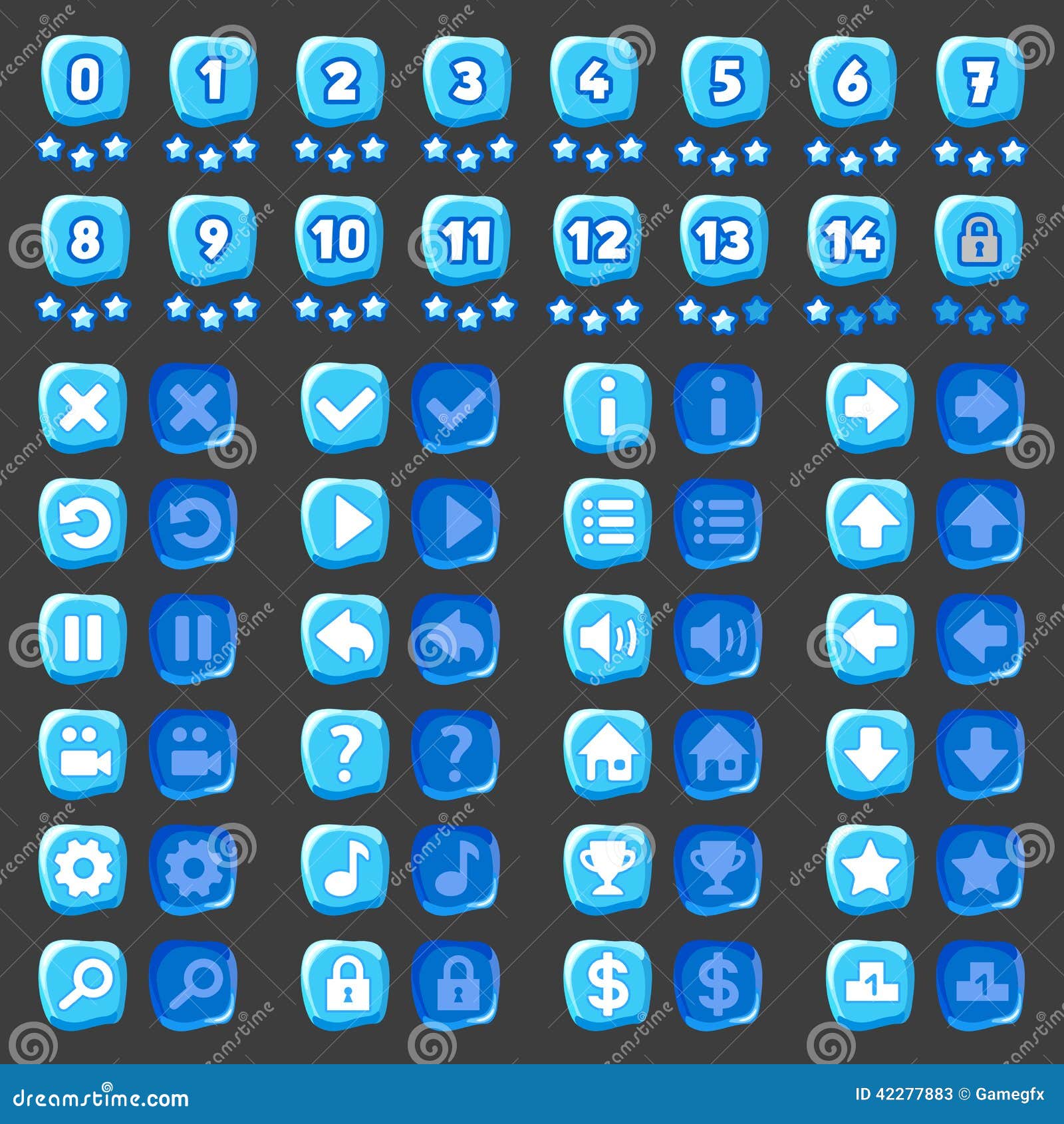 Game Menu Template. Restart, Settings, Continue Gaming Interface Vector ...