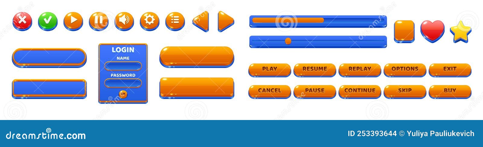 Game Menu Interface, Ui Buttons, Glossy Elements Stock Illustration ...