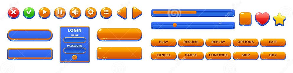 Game Menu Interface, Ui Buttons, Glossy Elements Stock Illustration ...