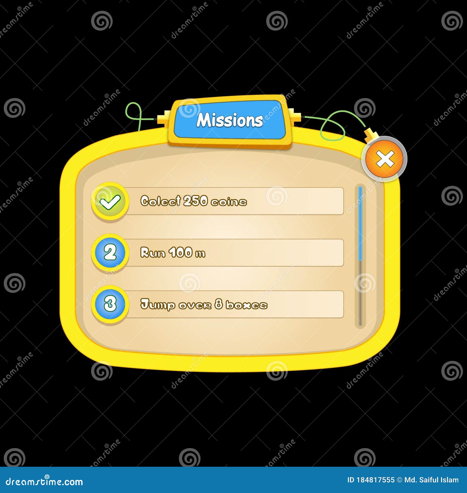 Game Mission Ui Vector Elements Design Stock Illustration ...