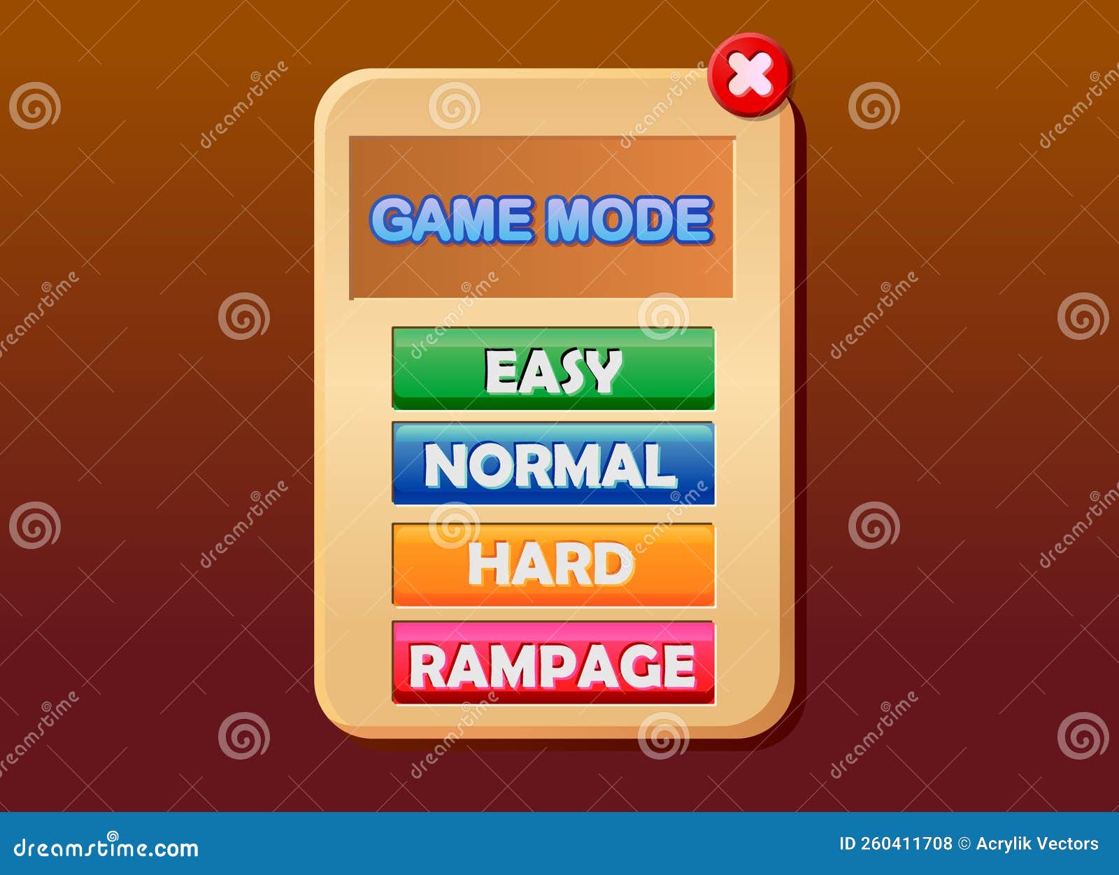 Game mode menu ui vector stock vector. Illustration of computer - 260411708