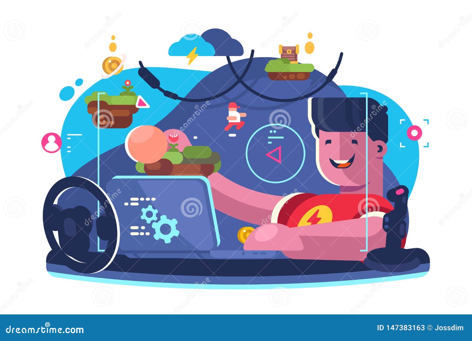 Game Modeler Working at Project Stock Vector - Illustration of gaming ...