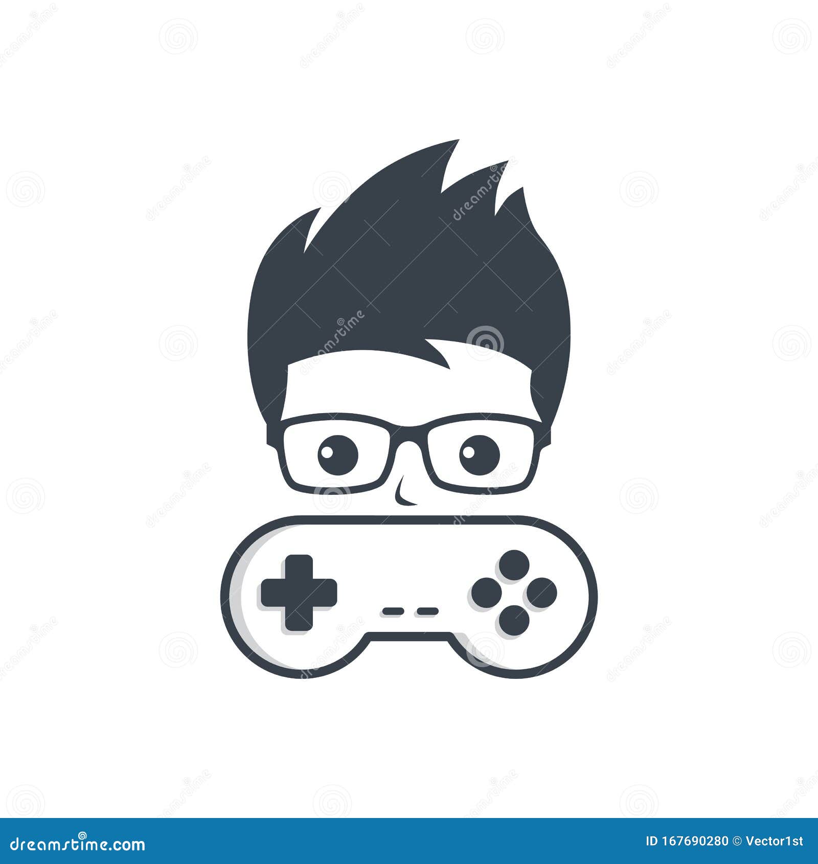 Game Nerd Geek Gamer Joystick Console Controller Logo Stock ...
