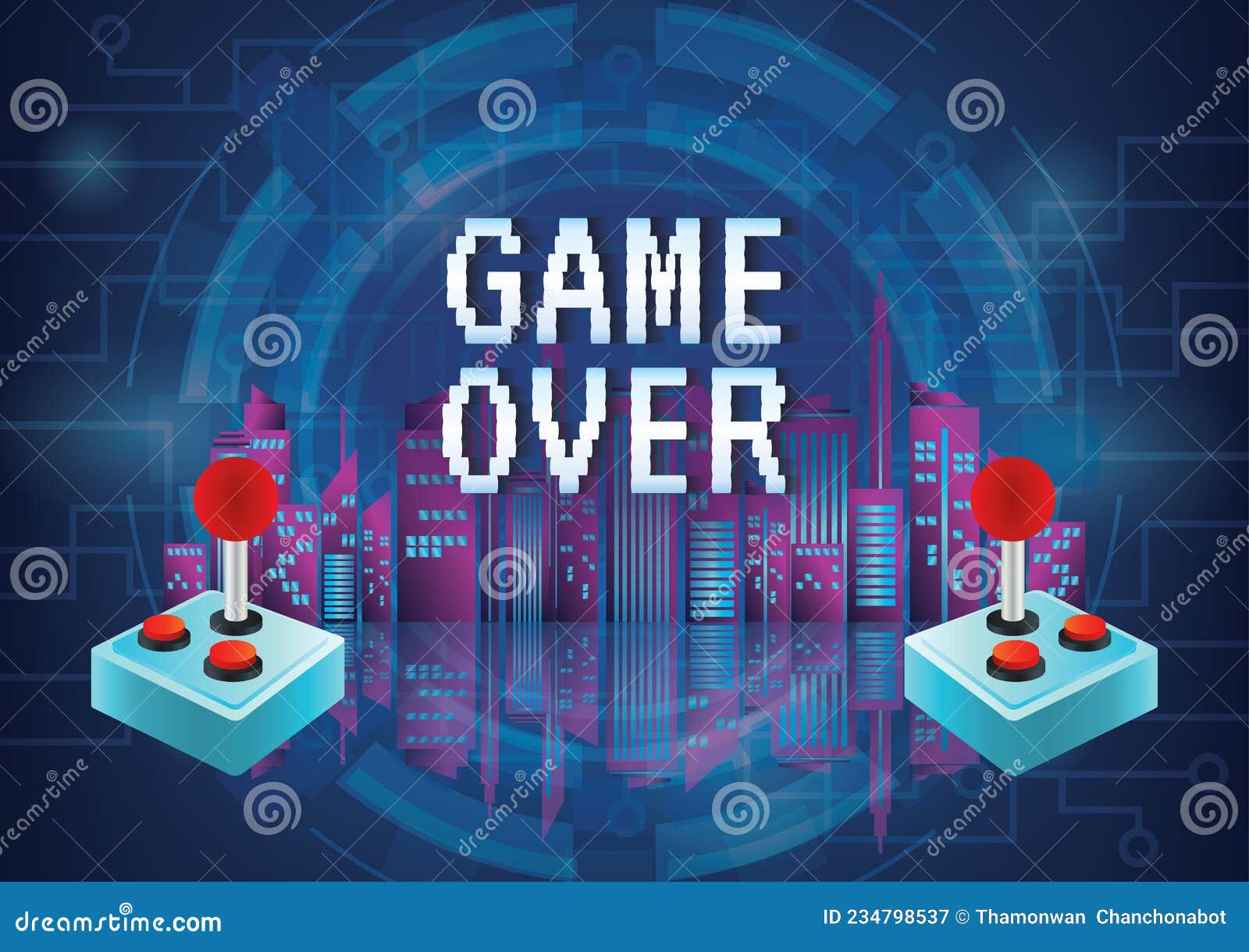 Game Objects on Blue Background Stock Vector - Illustration of ...