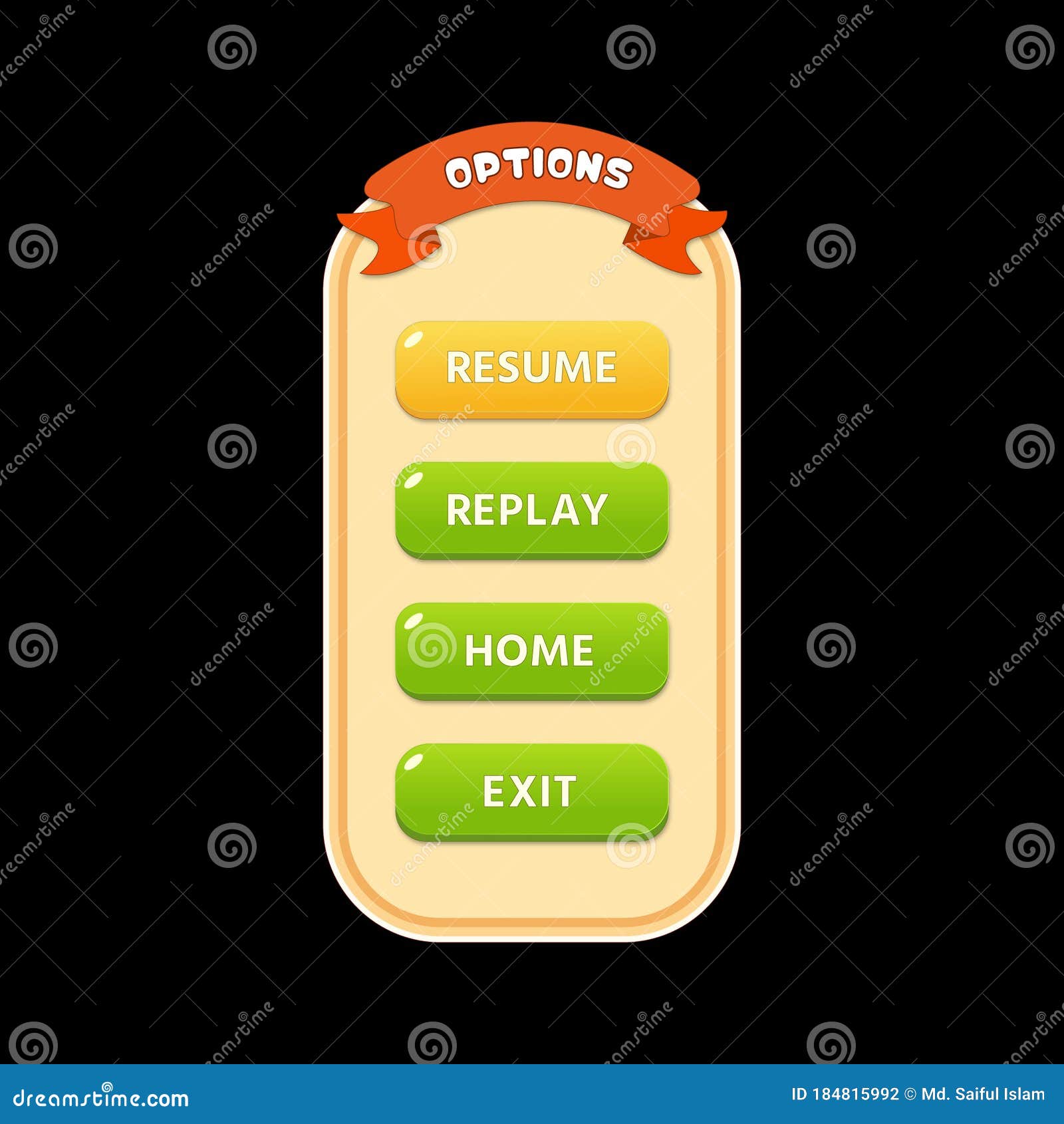 Game Options Ui Kits Design Stock Illustration - Illustration of glossy ...