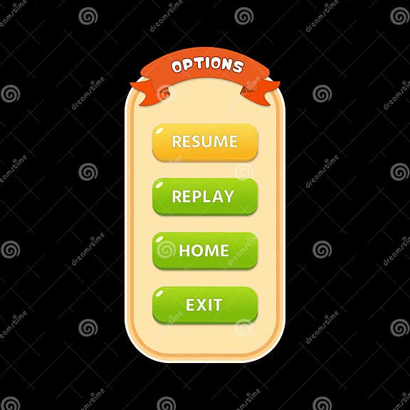 Game Options Ui Kits Design Stock Illustration - Illustration of glossy ...