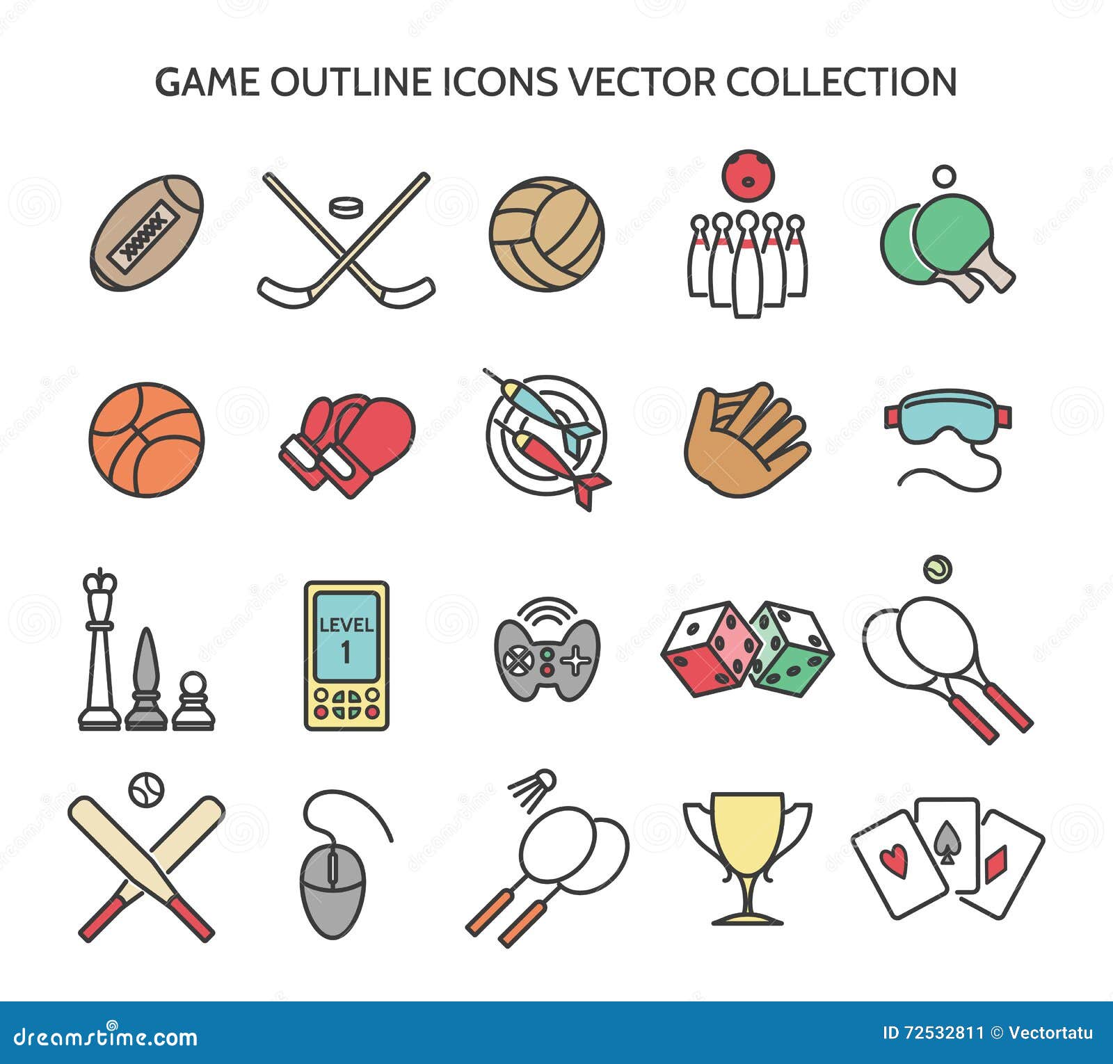 Game outline icons stock vector. Illustration of outline - 72532811