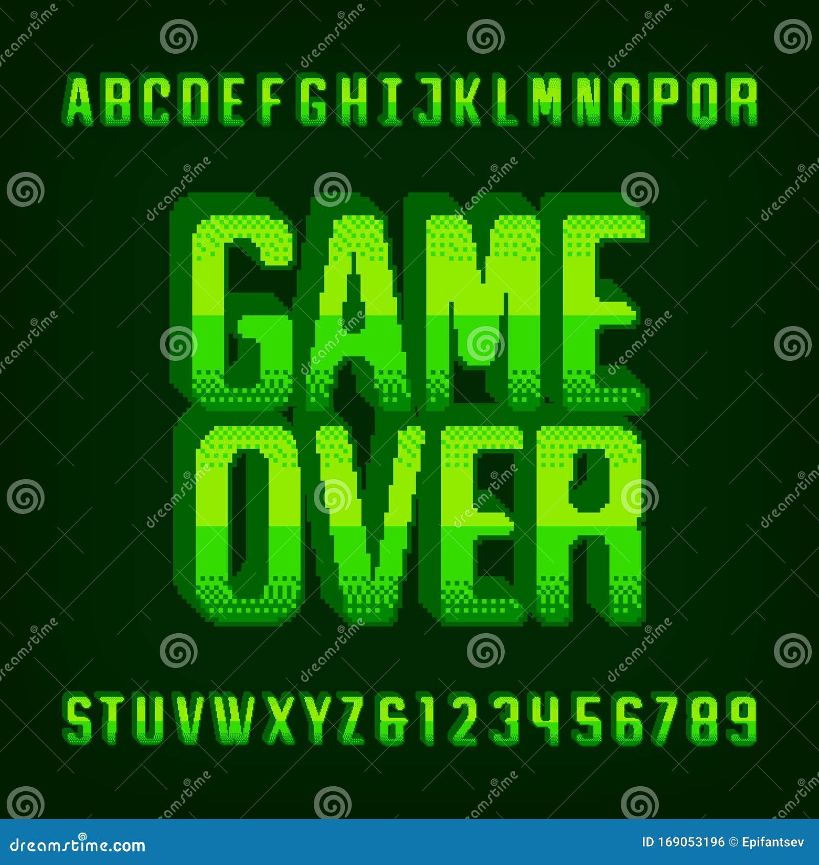 Game Over Alphabet Font. Pixel Letters, Numbers and Symbols Stock ... Game Over Alphabet Font. Pixel Letters, Numbers and Symbols Stock ...