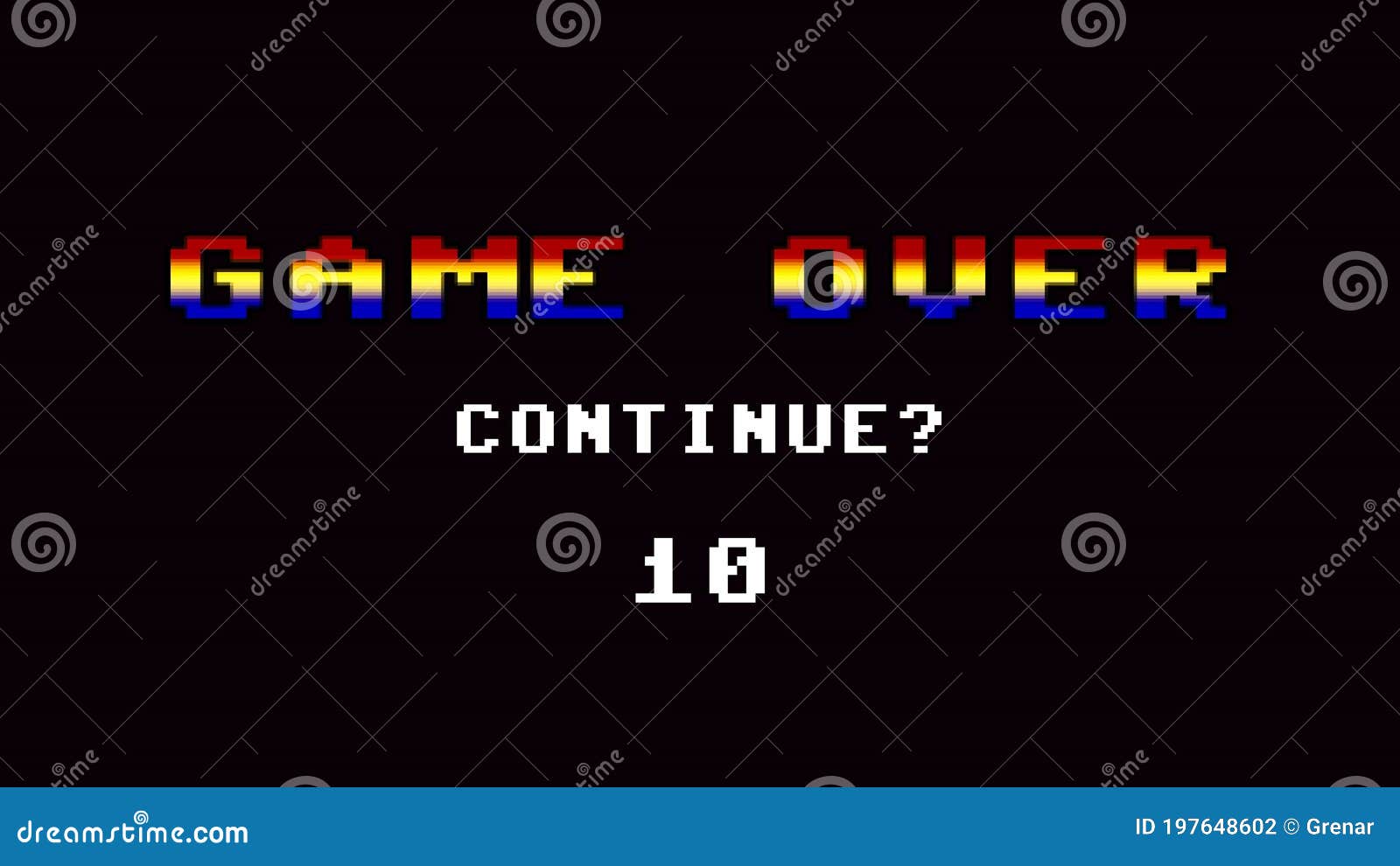 Game Over 8-bit Continue Black Simple Stock Illustration - Illustration ...