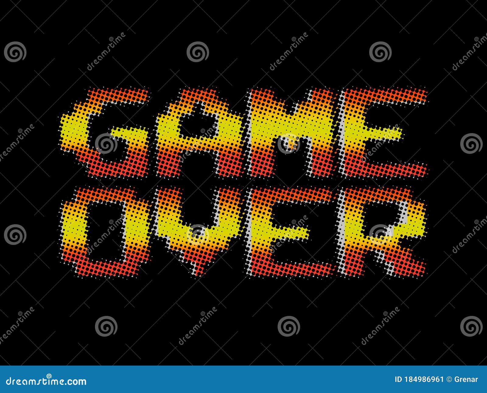 Game Over 8-bit Halftone Gradient Warm Stock Illustration ...
