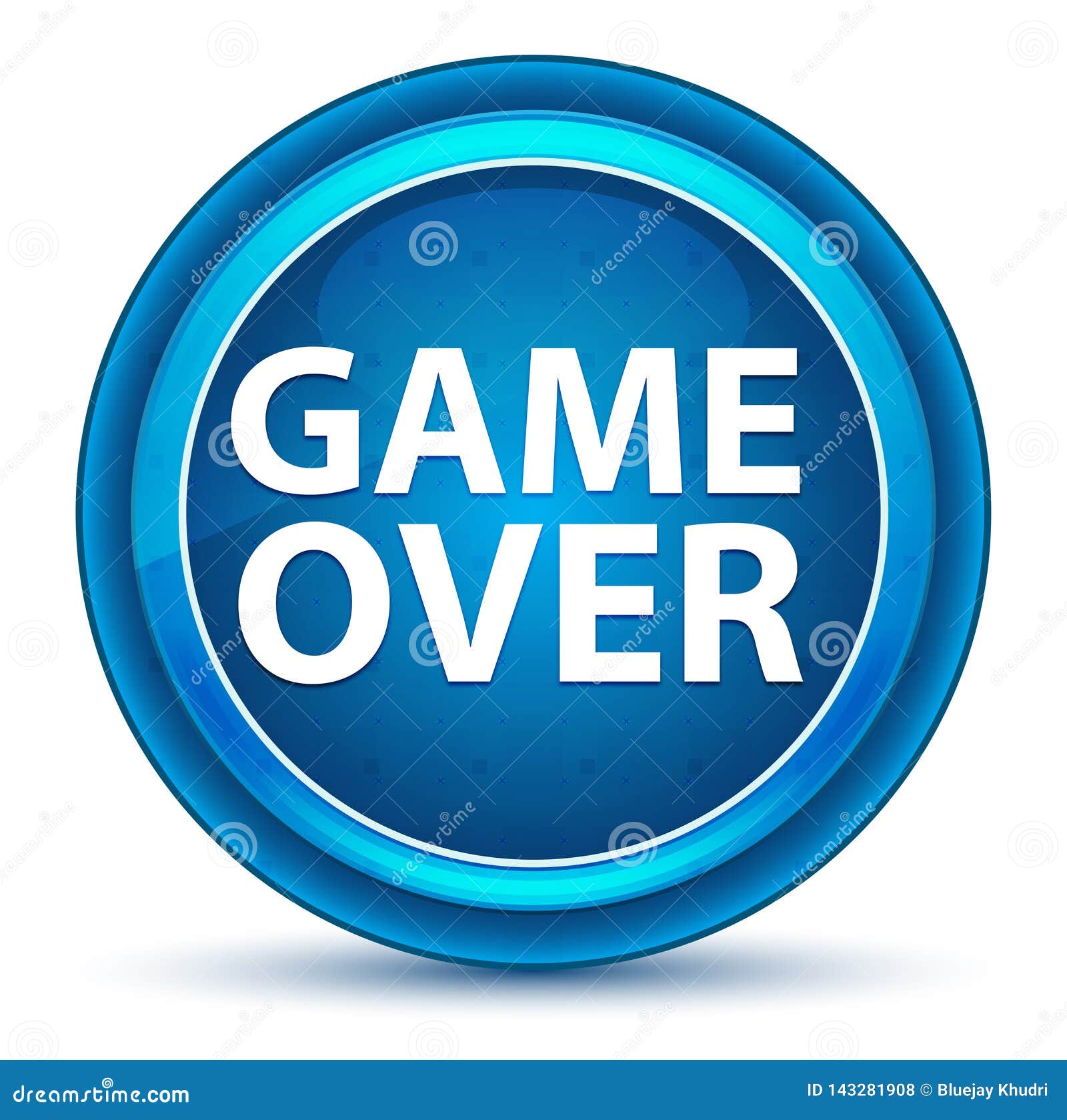 Game Over Eyeball Blue Round Button Stock Illustration - Illustration ...